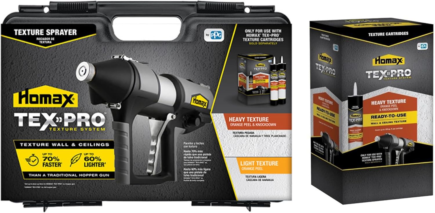Homax TexPro Texture System Sprayer with Durable Carry Case + Homax TexPro 28 fl. oz. Orange ...