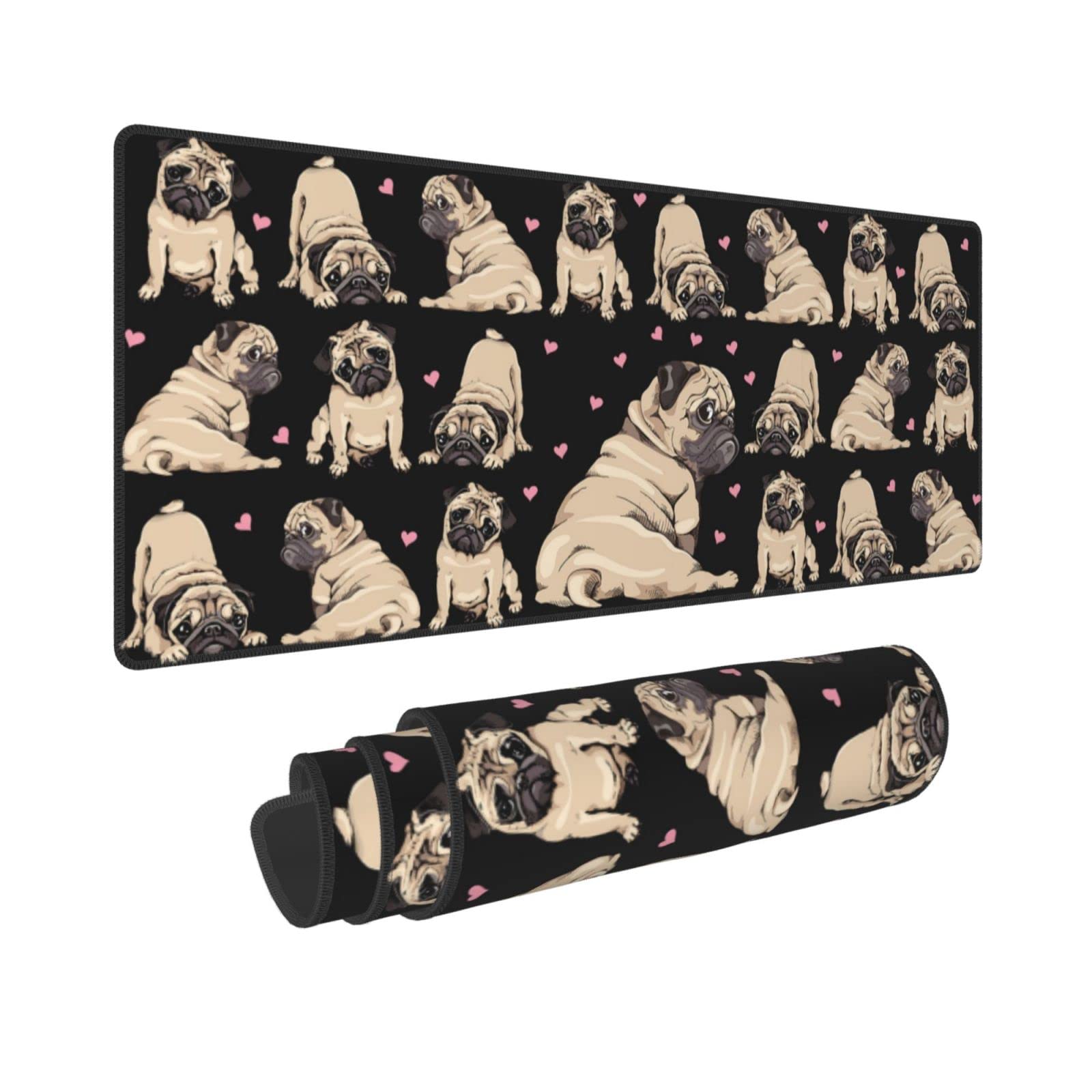 Amazon.com: Pug Cute Black Cool FUUNY Dog Love Mouse Pad XL Extended ...