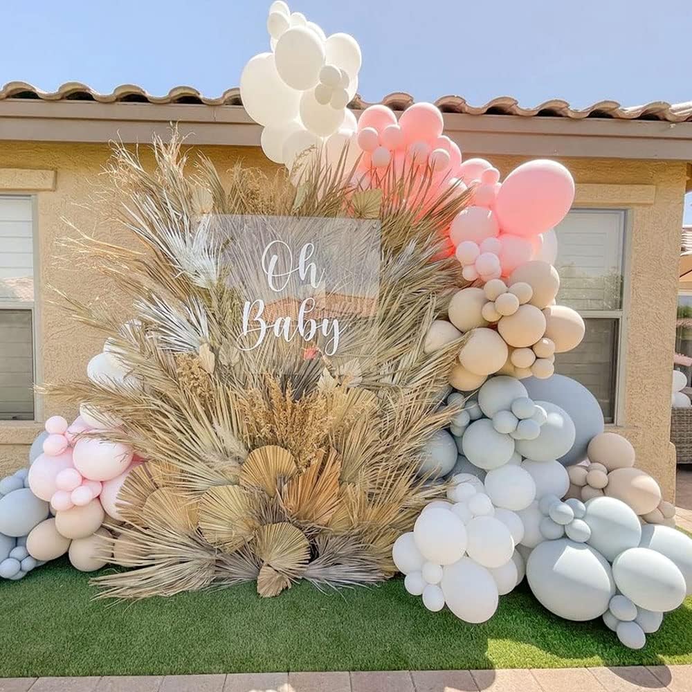 Amazon.com: Boho Balloon Arch Pink And Blue Balloons For Gender Reveal ...