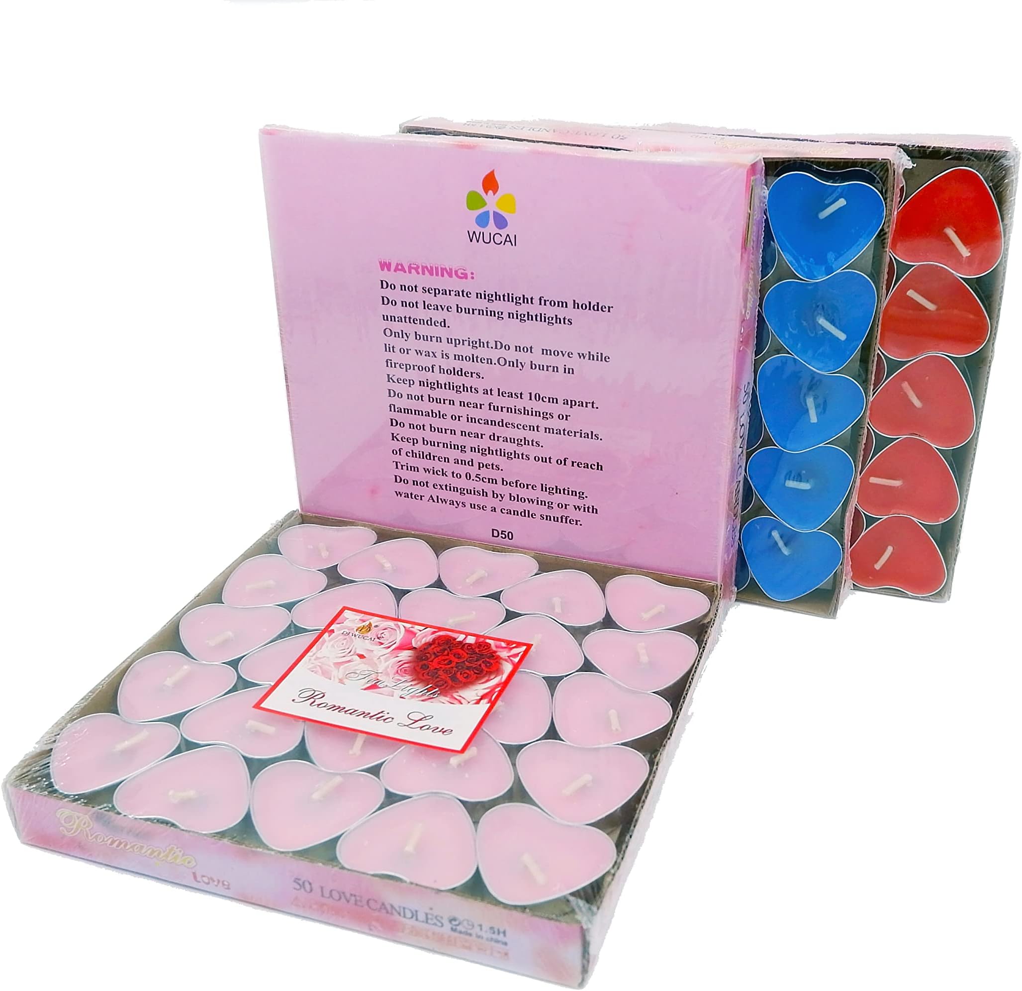 Amazon.com: Heart Shaped Tealight Candles 50 Packs,25 * 2 Layers ...