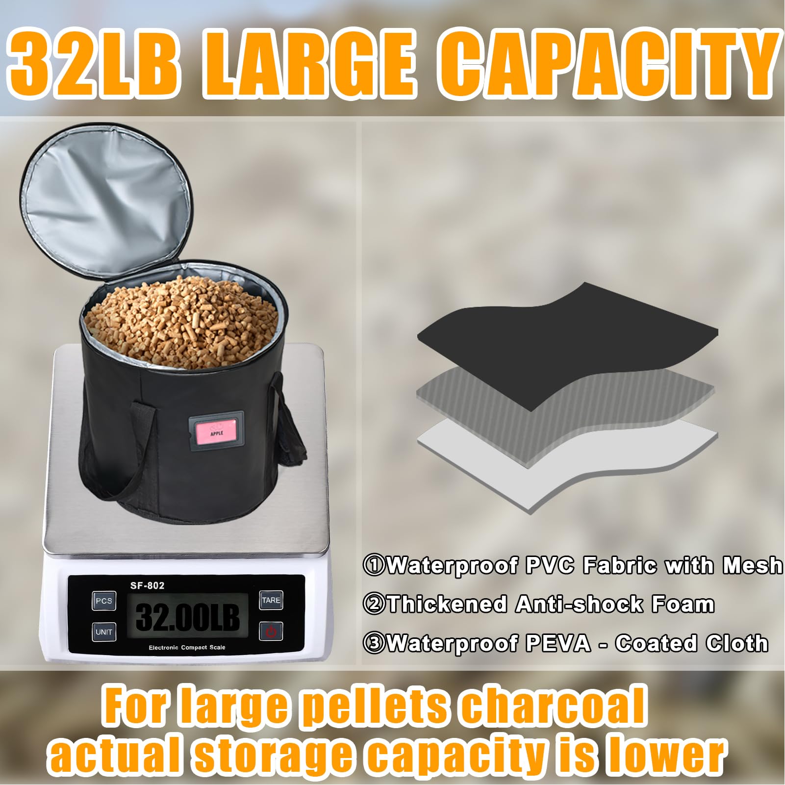 Snapklik.com : TOHONFOO 32LBS Wood Pellet Storage Containers For Smoker ...