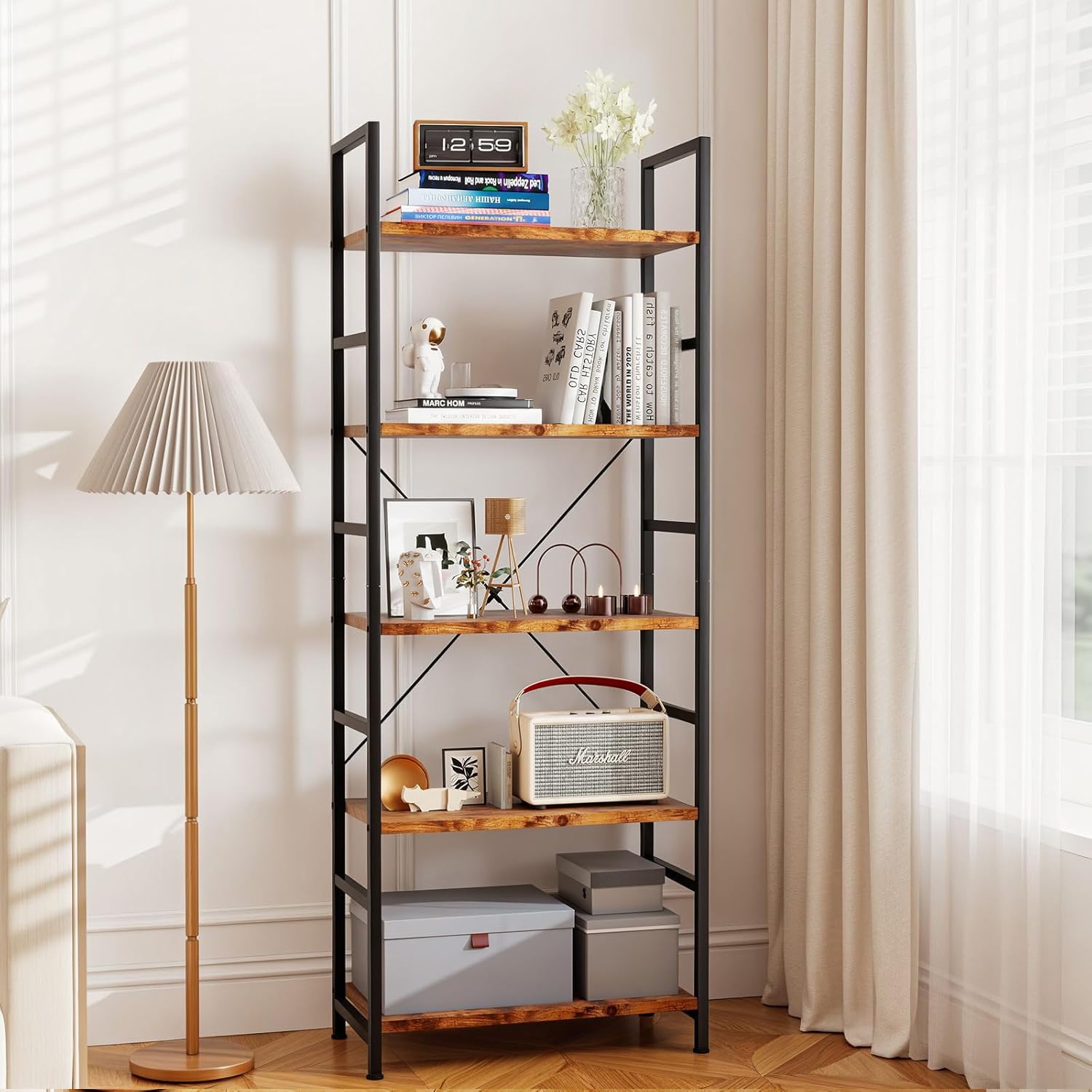 Levede 5 Tier Bookshelf, Book Display Stand, Storage Standing Shelf ...