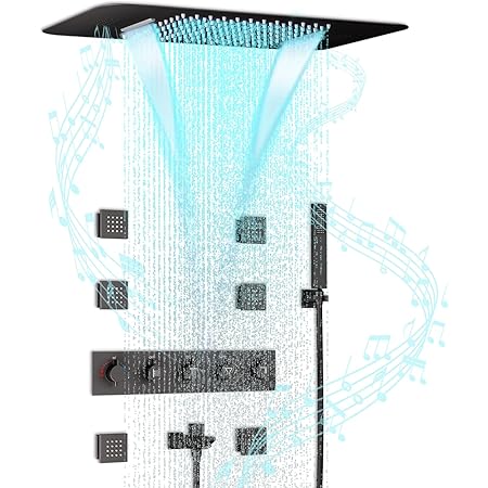 23 Inch Full Body Shower System with Body Jets, Thermostatic Shower ...