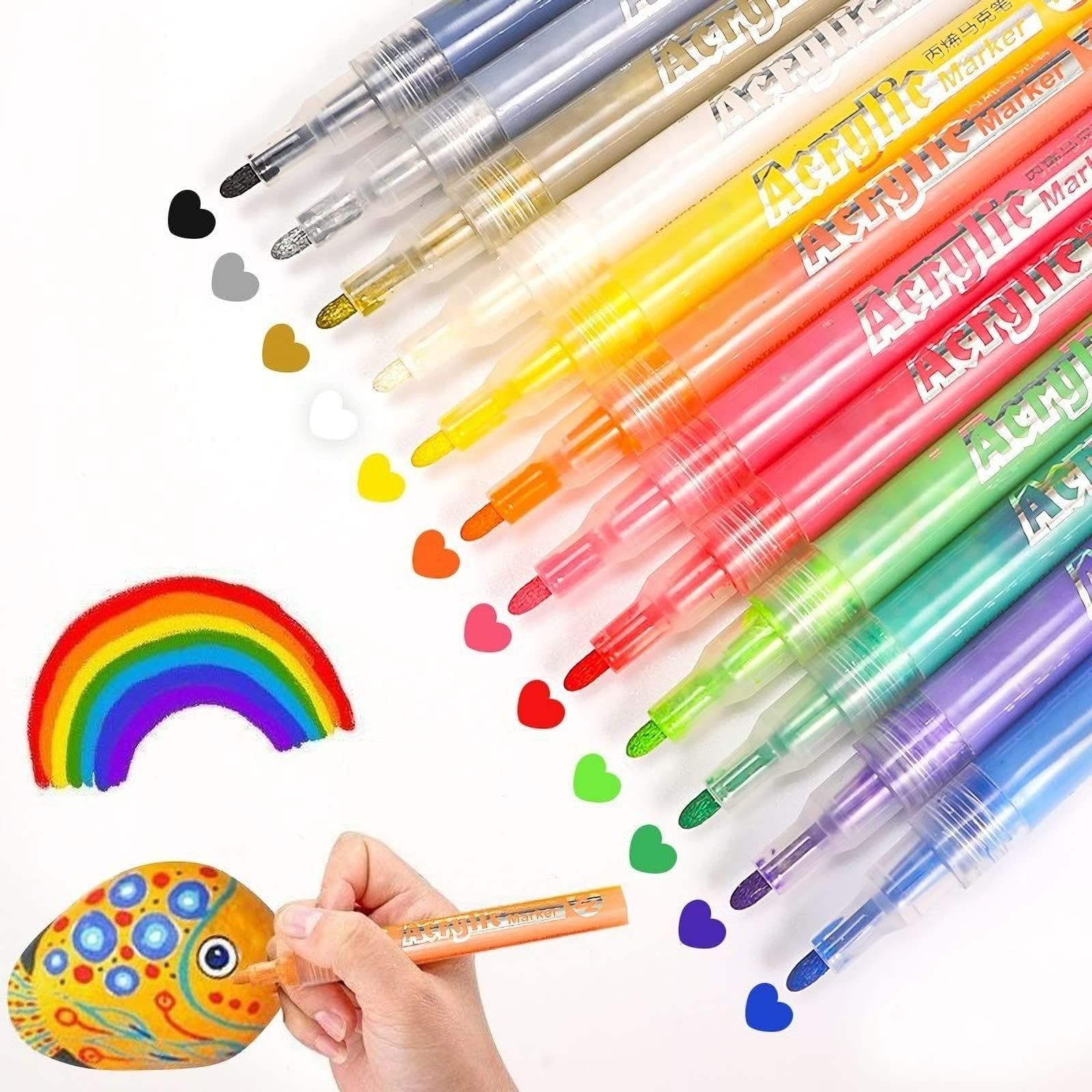 Amazon.com: Acrylic Paint Pens Markers, 24 Colors Dual Tip Acrylic ...