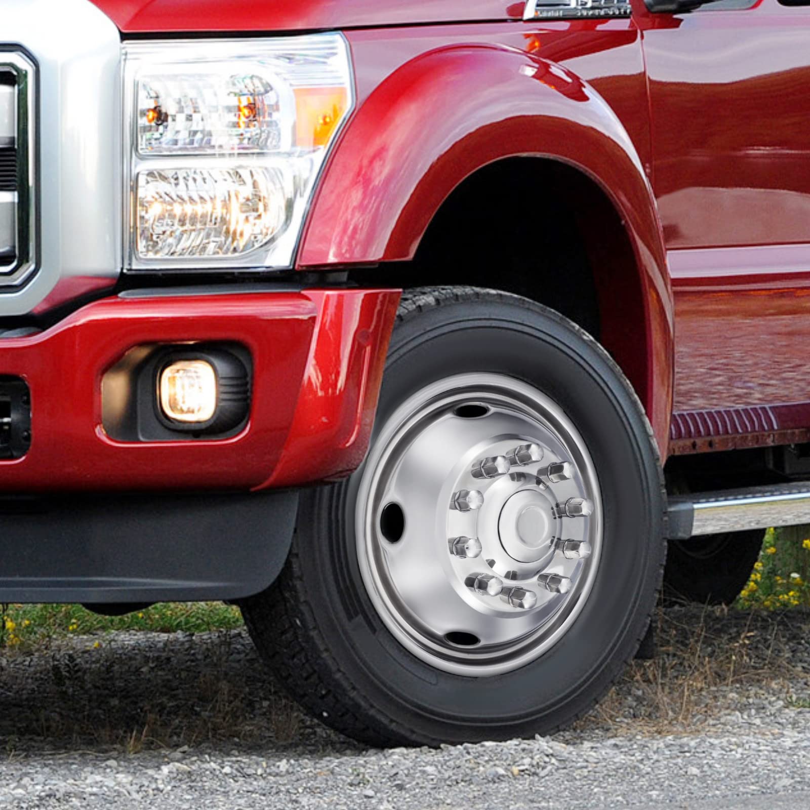 VMBQRTI 19.5" 10 Lug Stainless Steel Wheel Simulators Hubcap Kit Set of ...