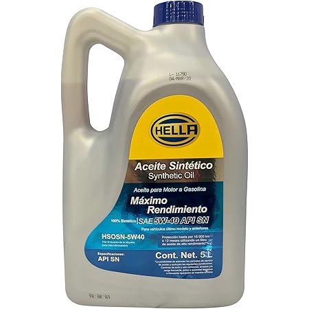 Hella Aceite 100% Sintético Para Motor A Gasolina 5W40, Garrafa De 5 ...