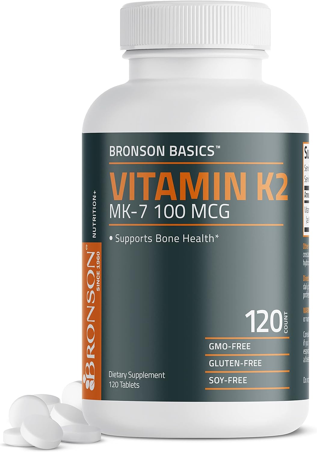 Amazon.com: Bronson Vitamin K2 MK-7 100 MCG, K2 as MK7 Menaquinone ...