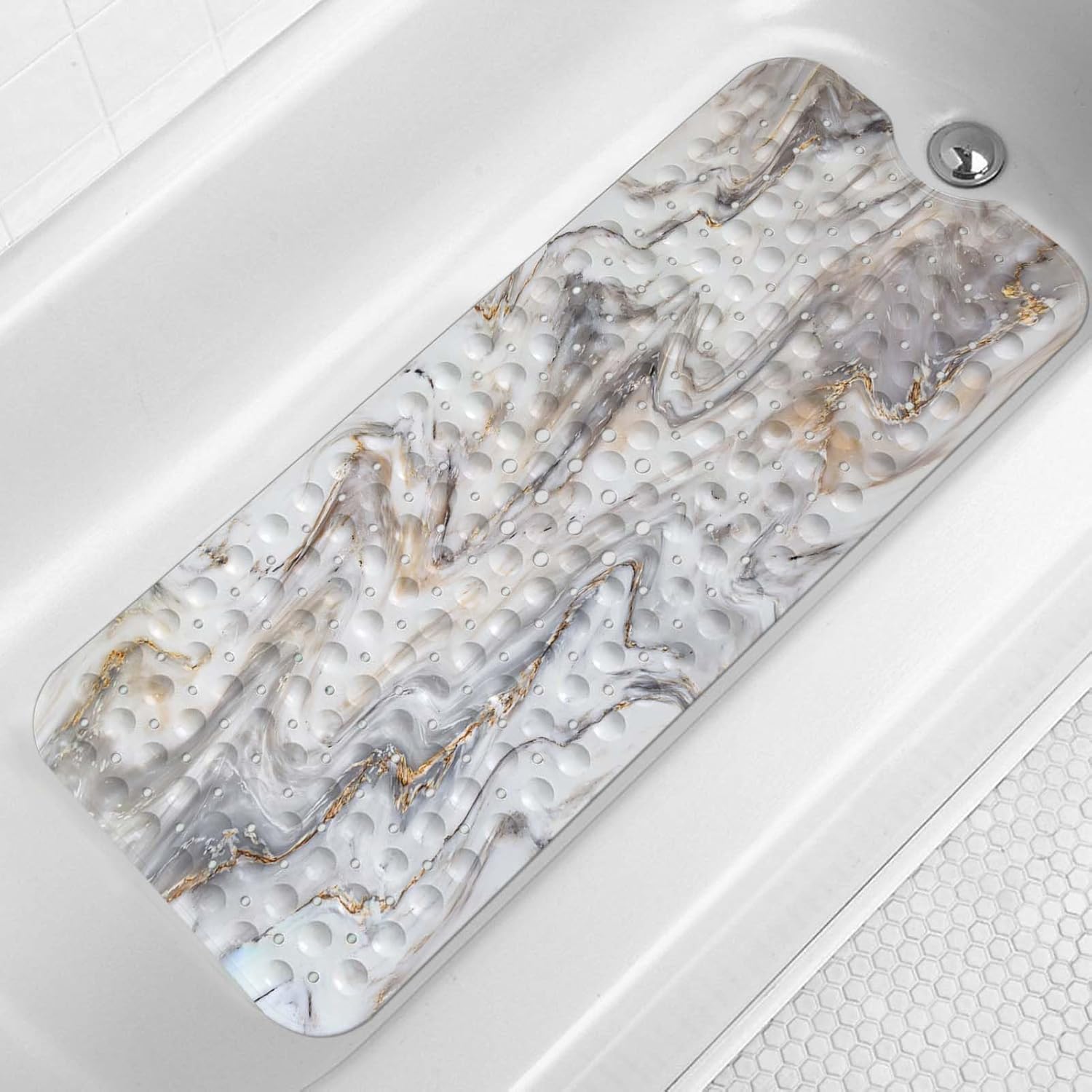 Amazon.com: Lnond Marble Bath Tub Mat Non Slip, Extra Long 40 X 16 Inch ...