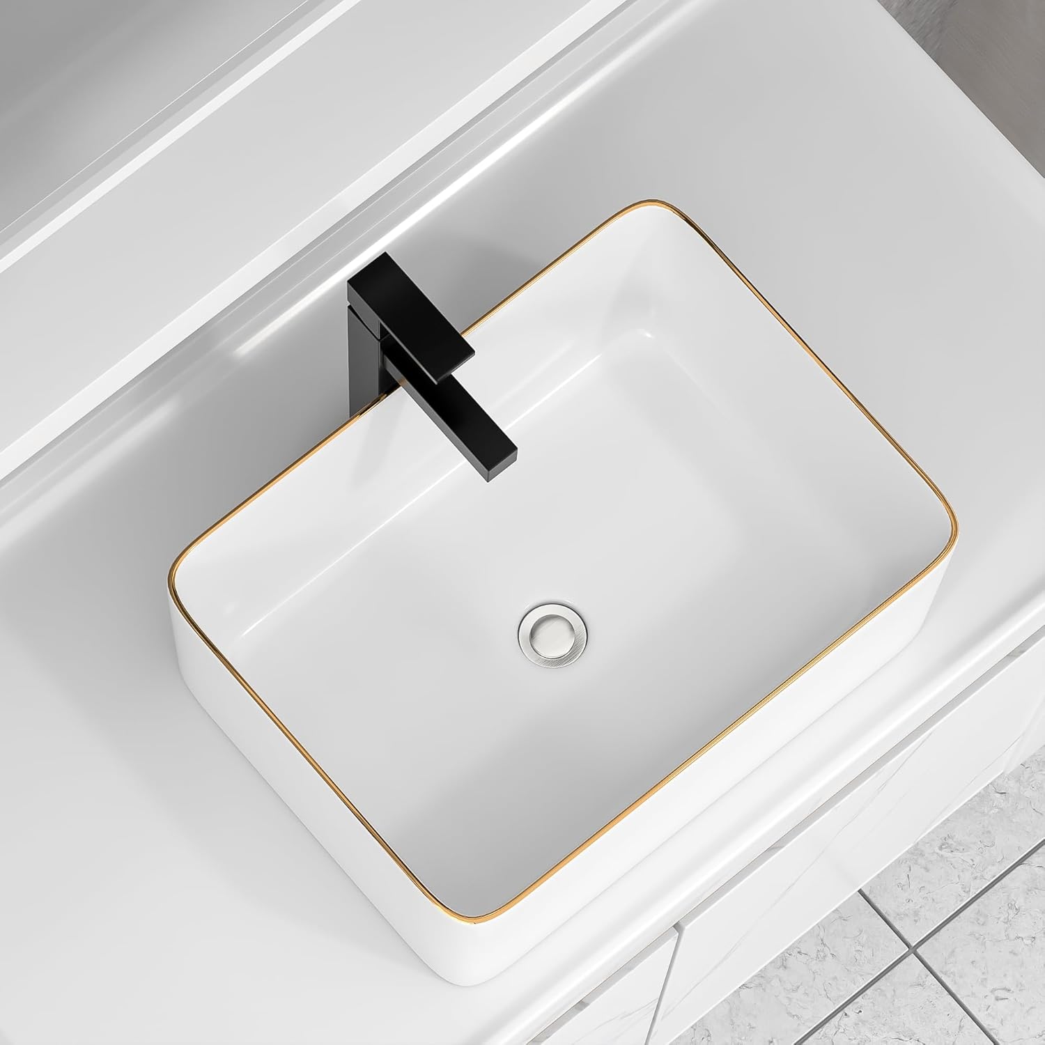 Vessel Sink Rectangular - Fulorni 19"x15" Bathroom Vessel Sink ...