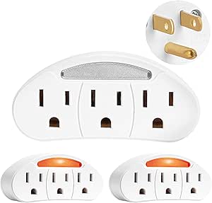 Amazon.com: 3-Prong 3-Outlet Plug Wall Mount Extender 3 Pack, 3-Prong ...