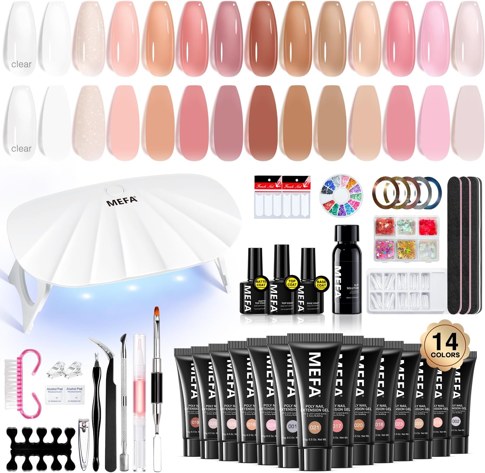 Amazon.com : Clara Colors Poly Gel Nail Kit, 12 Colors Clear Jelly Nude ...