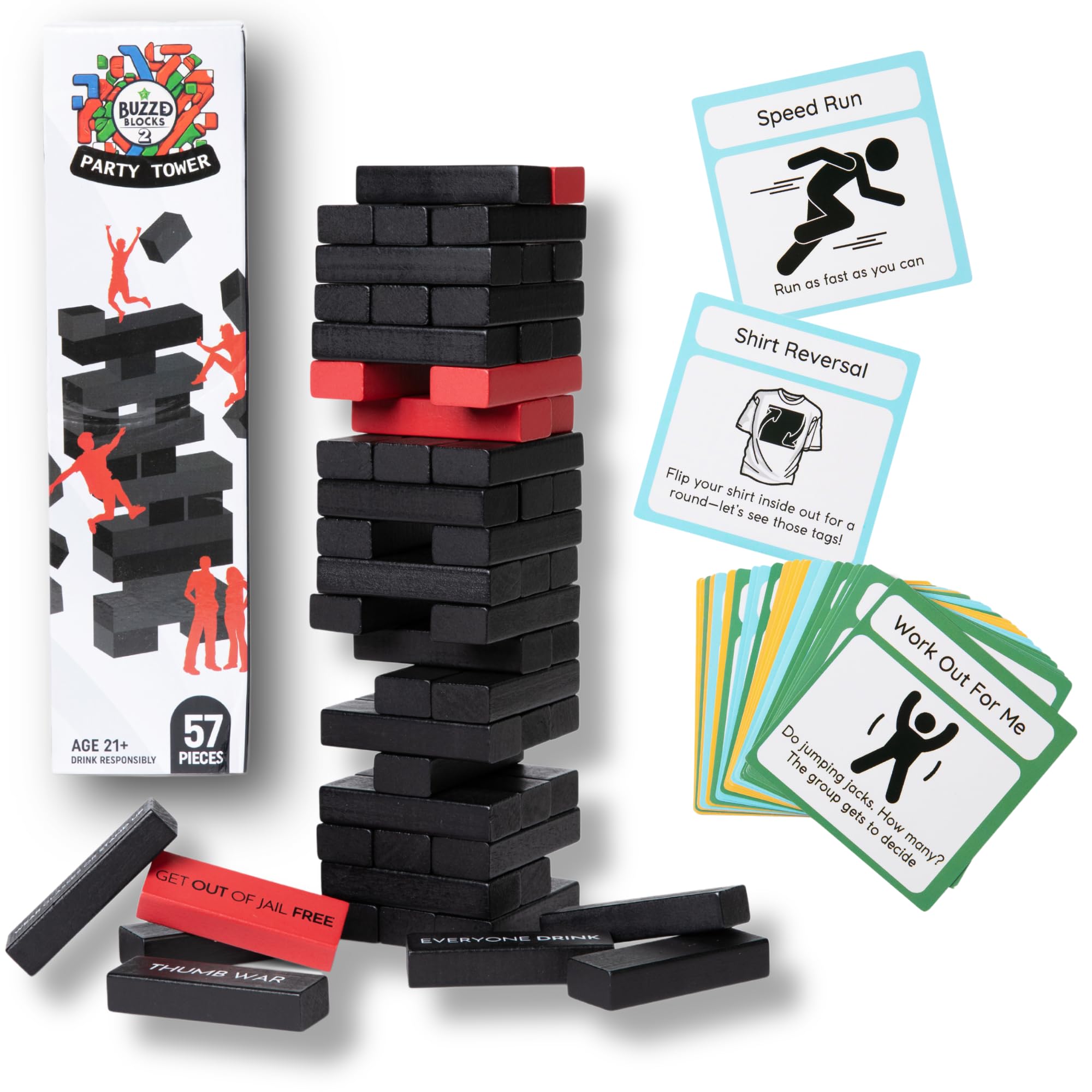 Amazon.com: Buzzed Blocks Ultimate Party Tower with Hilarious Games and ...