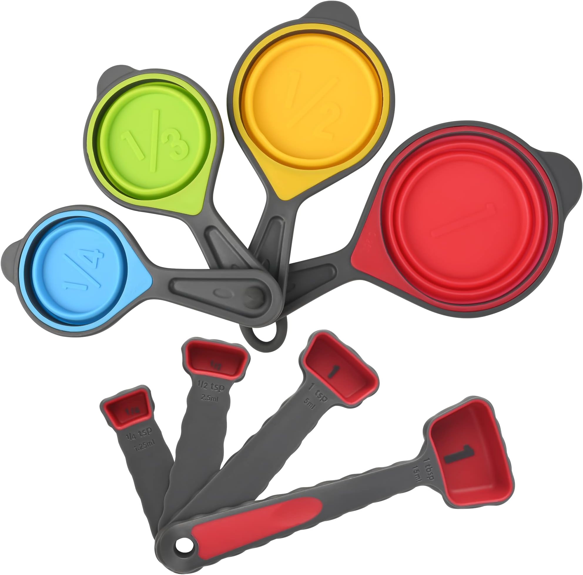 Amazon.com: Collapsible Silicone Measuring Cups & Measuring Spoons ...