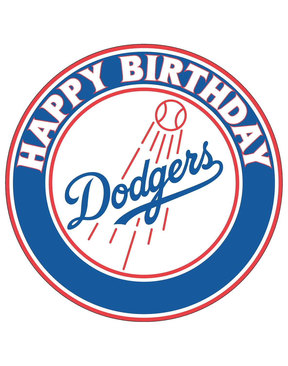 Amazon.com: 7.5 los angeles dodgers Cake Topper – Round Edible Birthday ...
