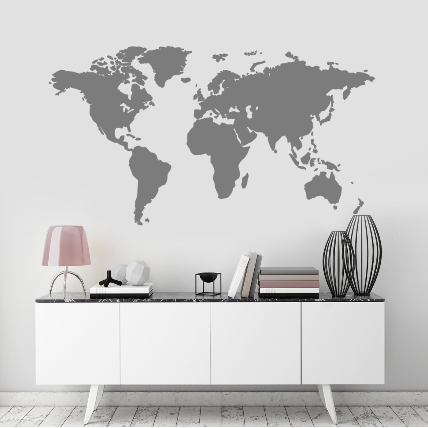 World Map Wall Art Sticker, Modern Room Decor, Removable Vinyl Decal ...