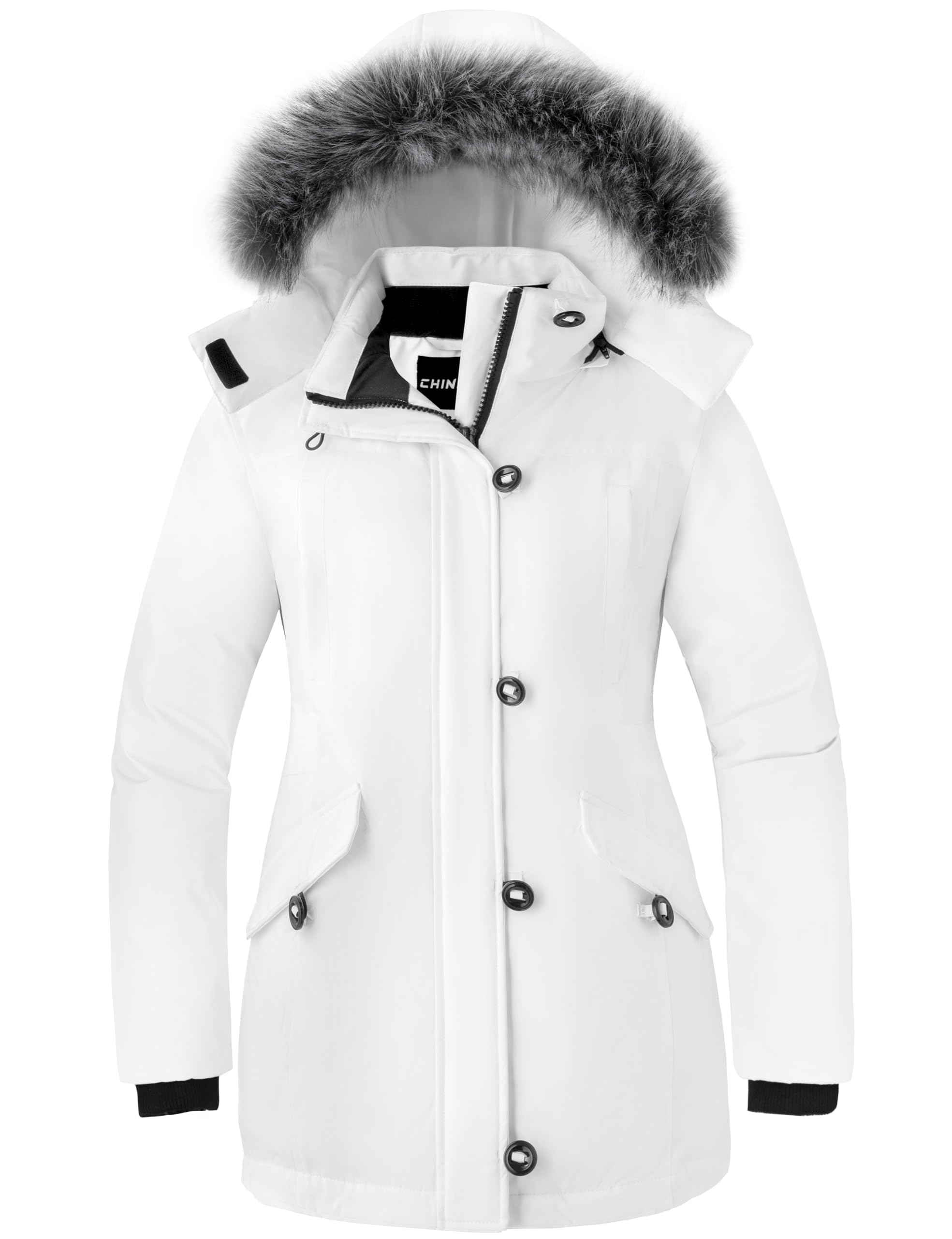 Amazon.com: CHIN·MOON Women's Winter Coat Waterproof Thicken Parka Warm ...