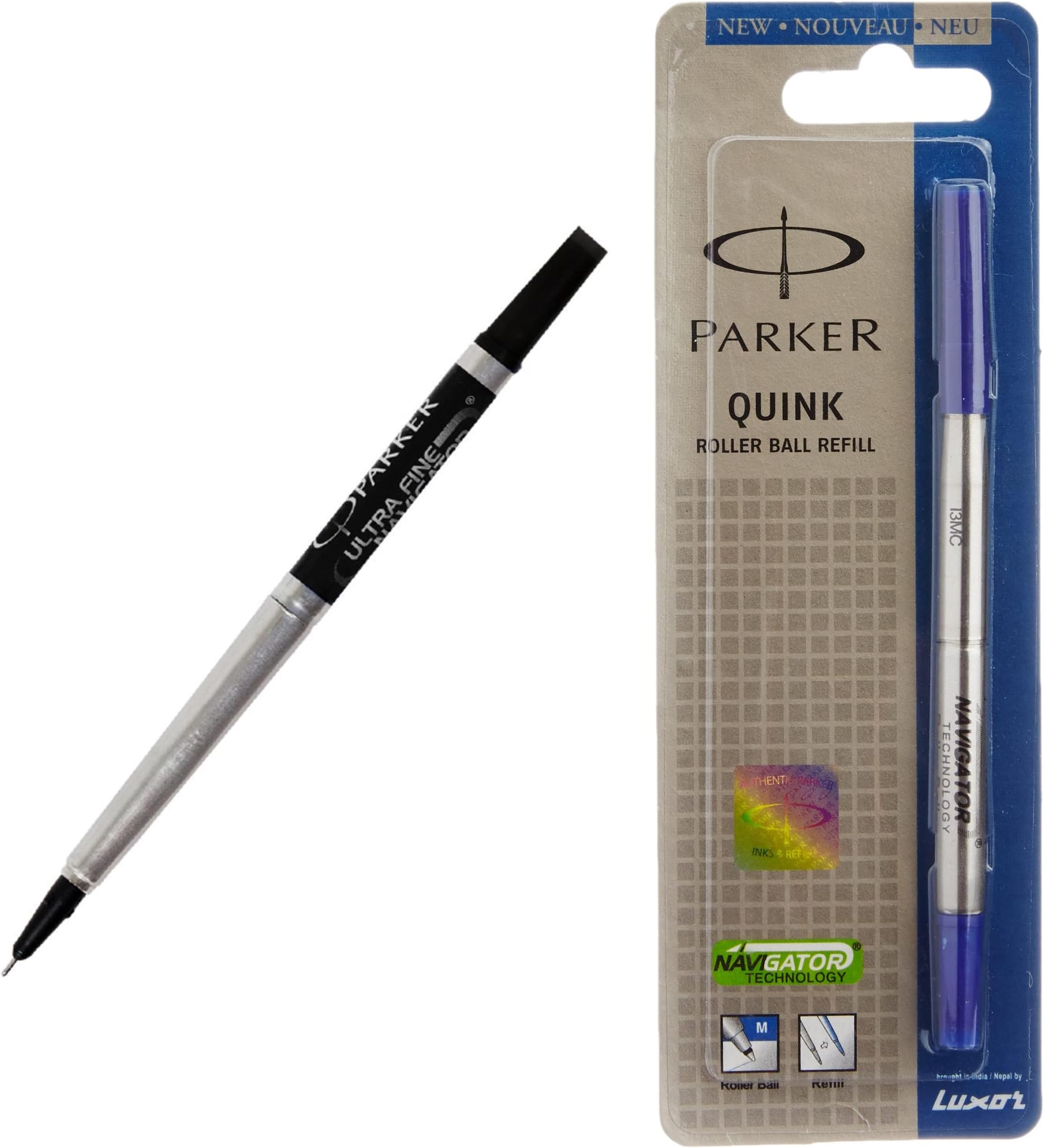 Parker Ultra Fine Navigator Roller Ball Refill, Black & Parker Quink ...