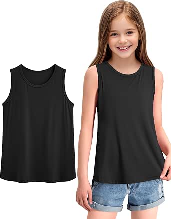 Amazon.com: KEREDA Girls Tank Tops Flowy Loose Fit Side Split ...
