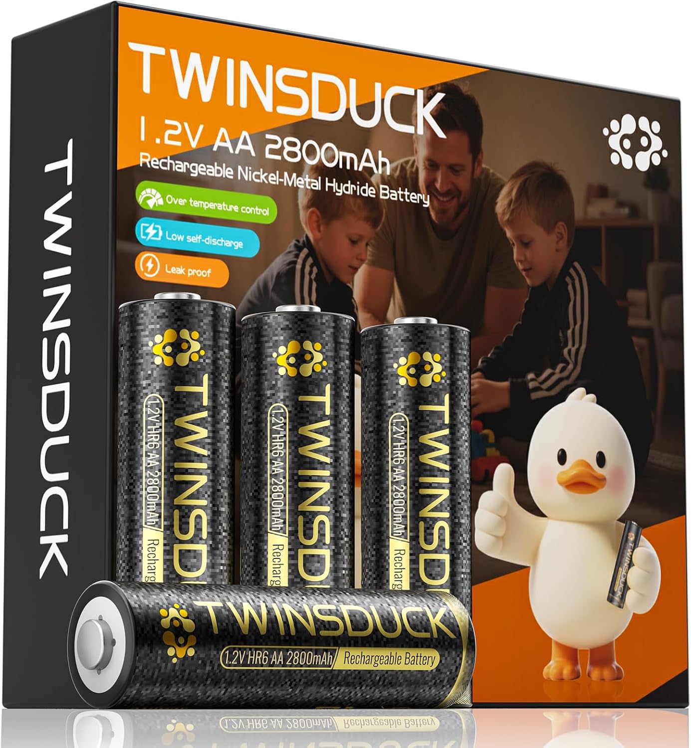 Amazon.com: TWINSDUCK Rechargeable AA Batteries, 2800mAh High Capacity ...