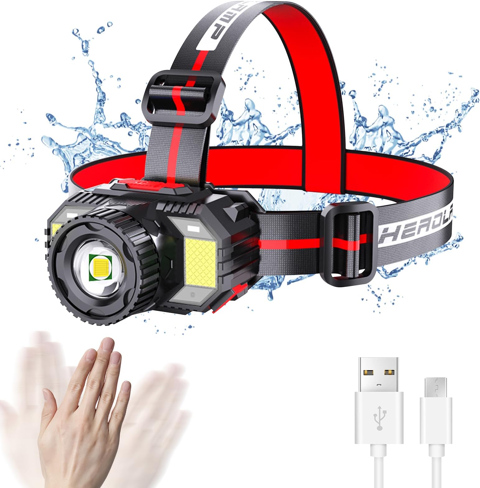 LED Rechargeable Headlamps for Adults, 90000 Lumen Super Bright ...