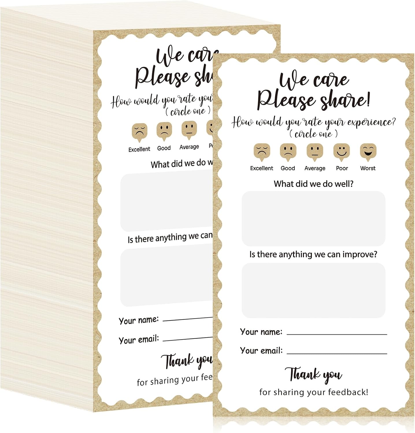 Amazon.com: 200 Pcs Suggestion Box Cards Kraft Style Comment Cards 2 x ...