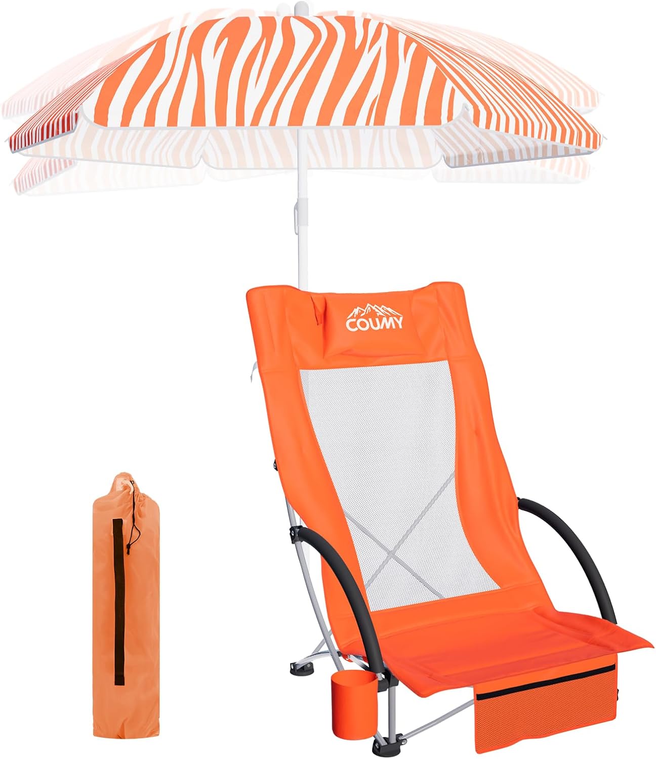 High Back Beach Chair with Umbrella,Low Beach Chairs for Adults ...