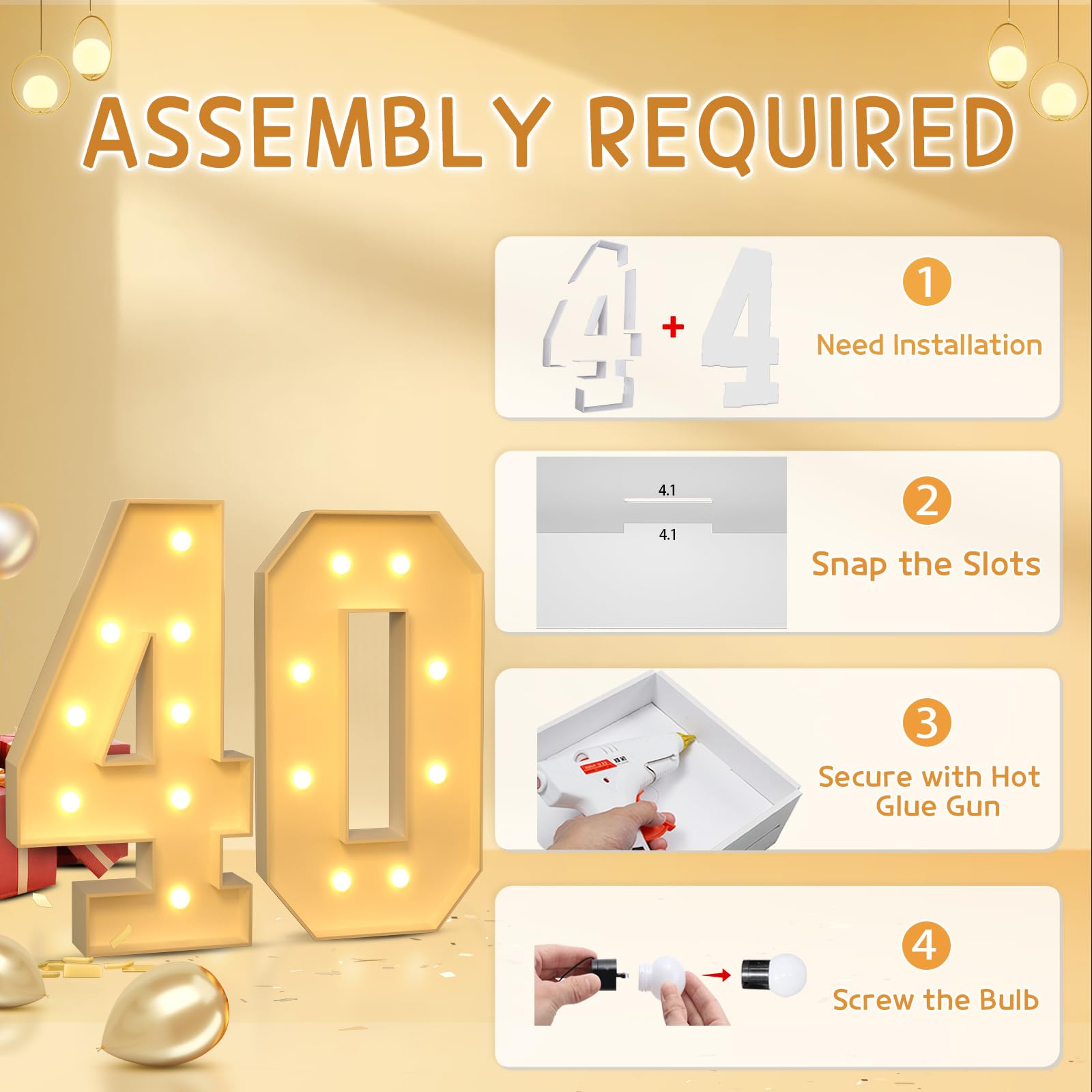 Snapklik.com : Imprsv 3FT 40th Birthday Decorations Numbers: 40th ...