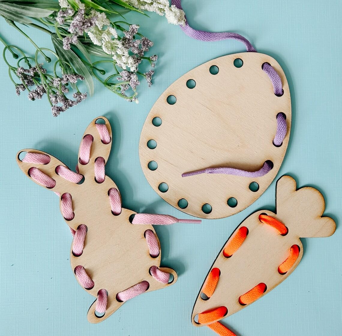 Haoser Pack 3 Wooden Lacing Toy,Educational Threading Activity Puzzles ...