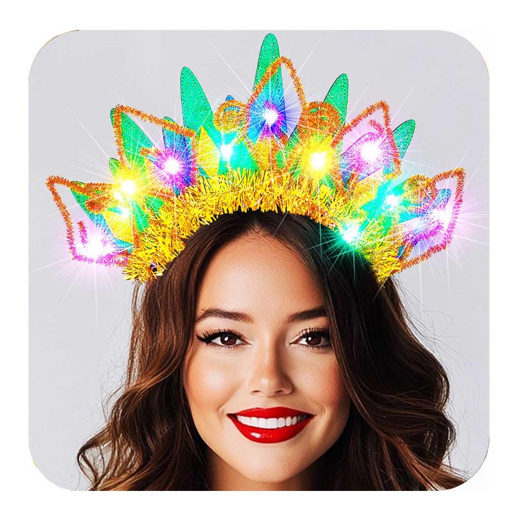 BARTOSI Light Up Headbands LED Christmas Headband Glow Hairband Holiday ...
