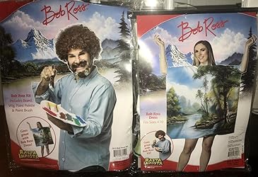 Amazon.com: Bob Ross Artist Couples Costume Bundle Set : Clothing ...