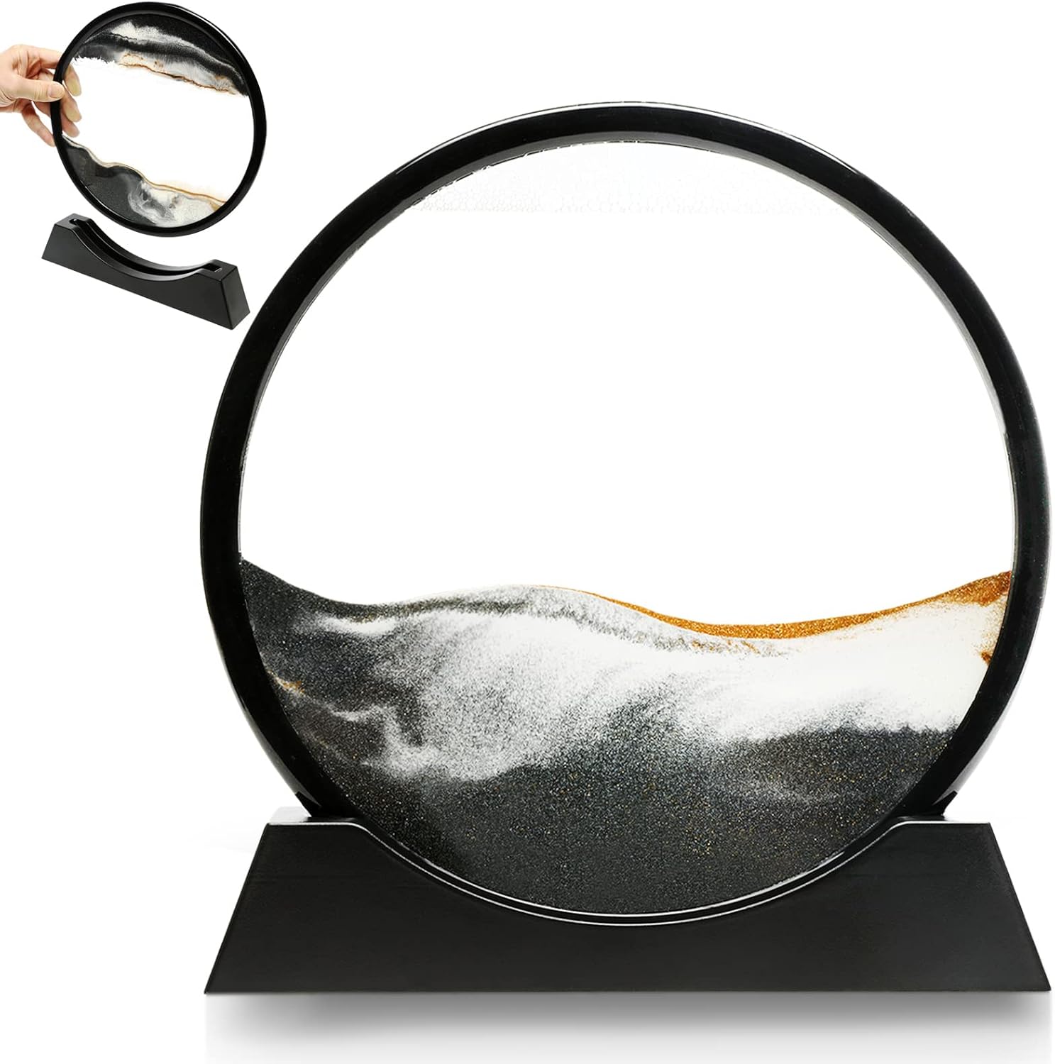 Amazon.com: Atigrado Moving Sand Art Liquid Motion 12 Inch Zen Black ...