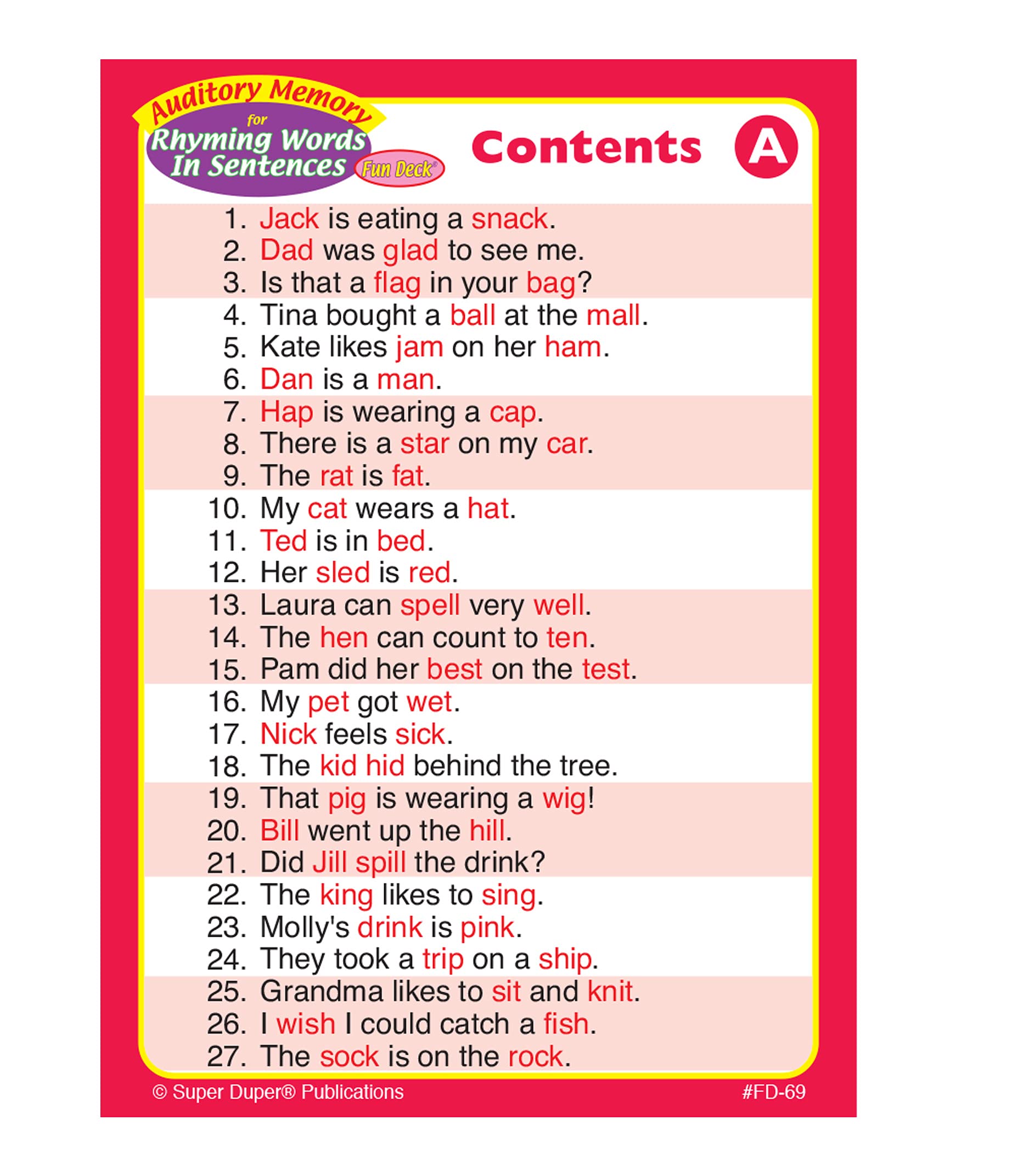 Buy Super Duper Publications | Auditory Memory for Rhyming Words in ...