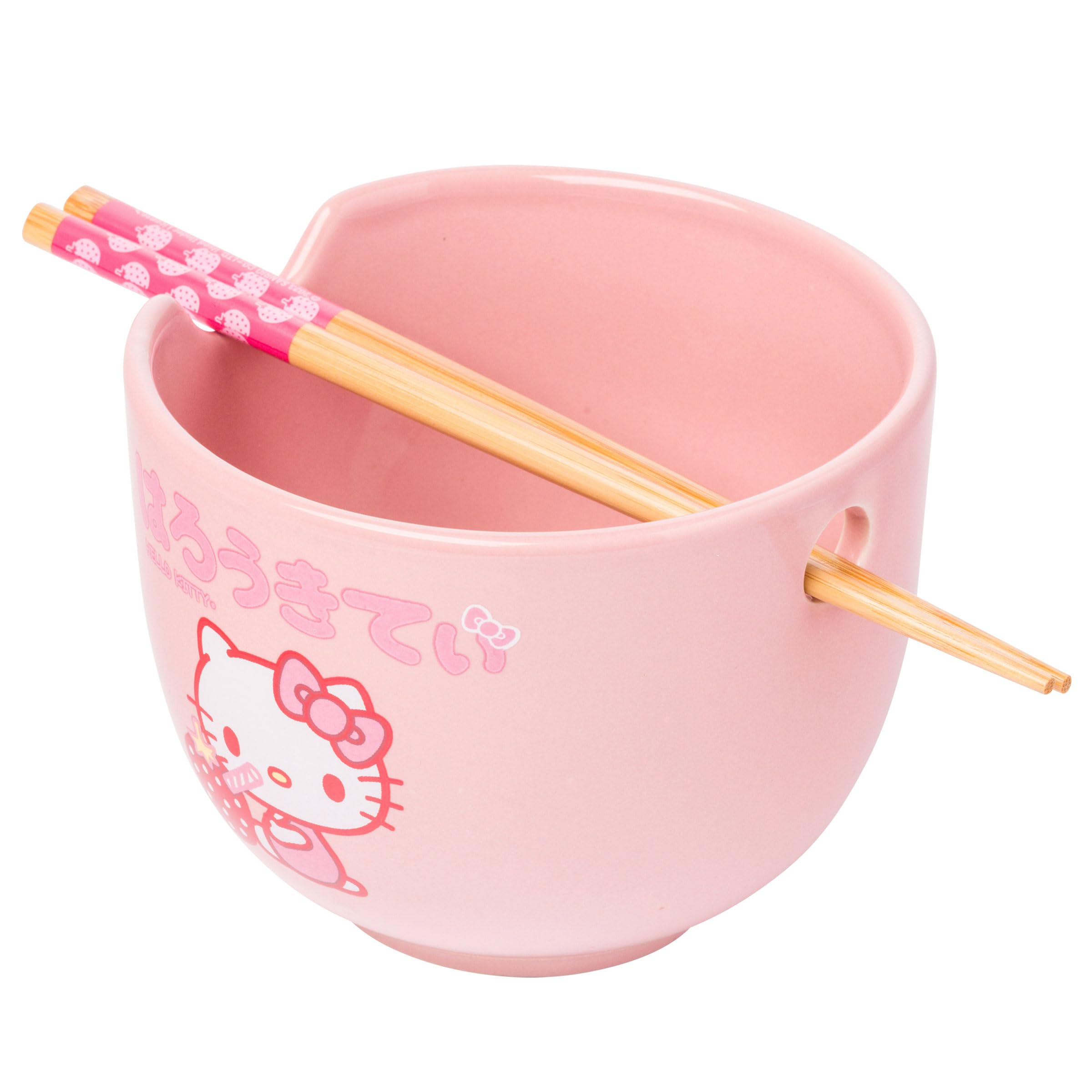 Silver Buffalo Hello Kitty Strawberry Milk 20oz Ceramic Ramen Bowl with ...