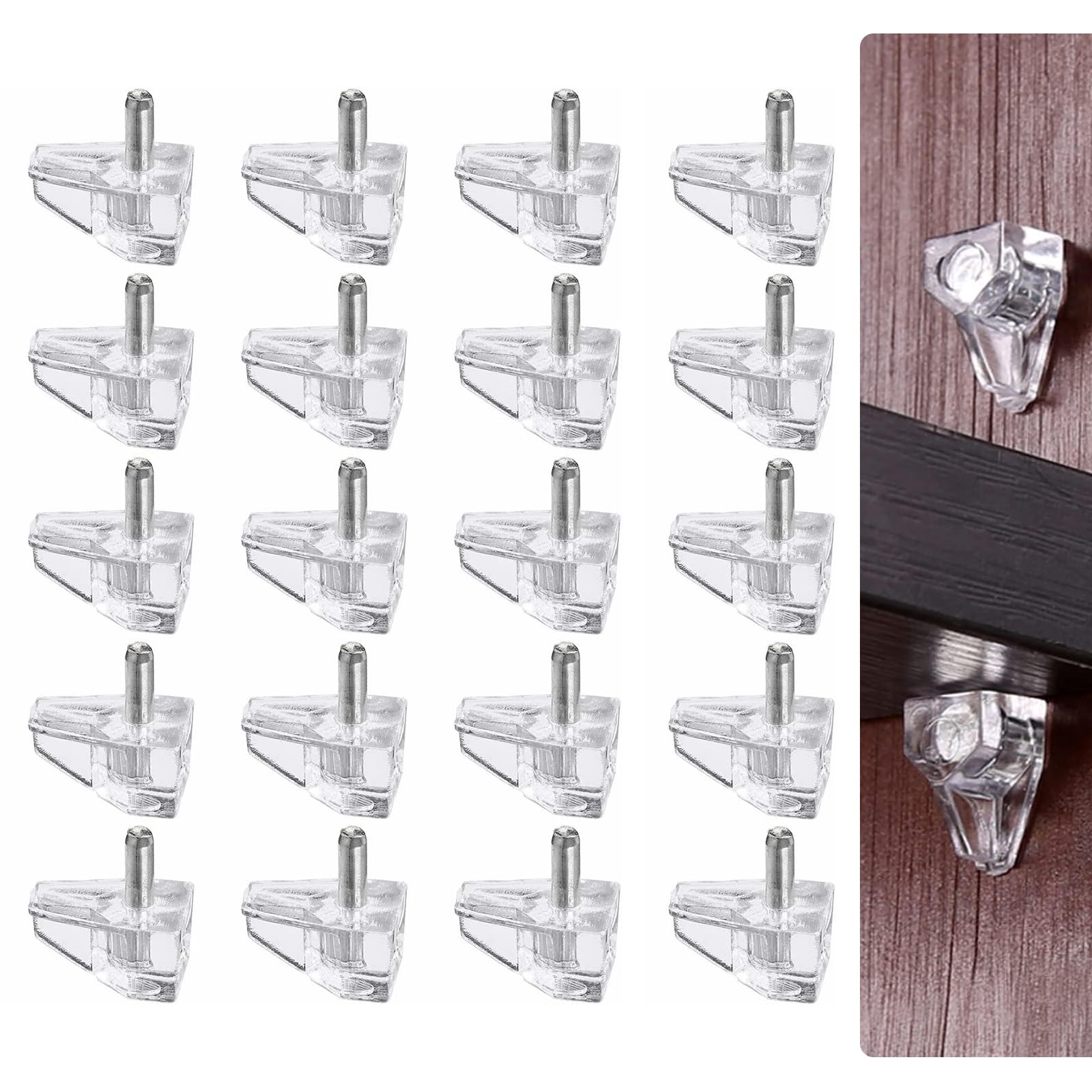 hautllaif 20 Pcs Shelf Support Stud Pegs,5mm Clear Plastic Replacement ...