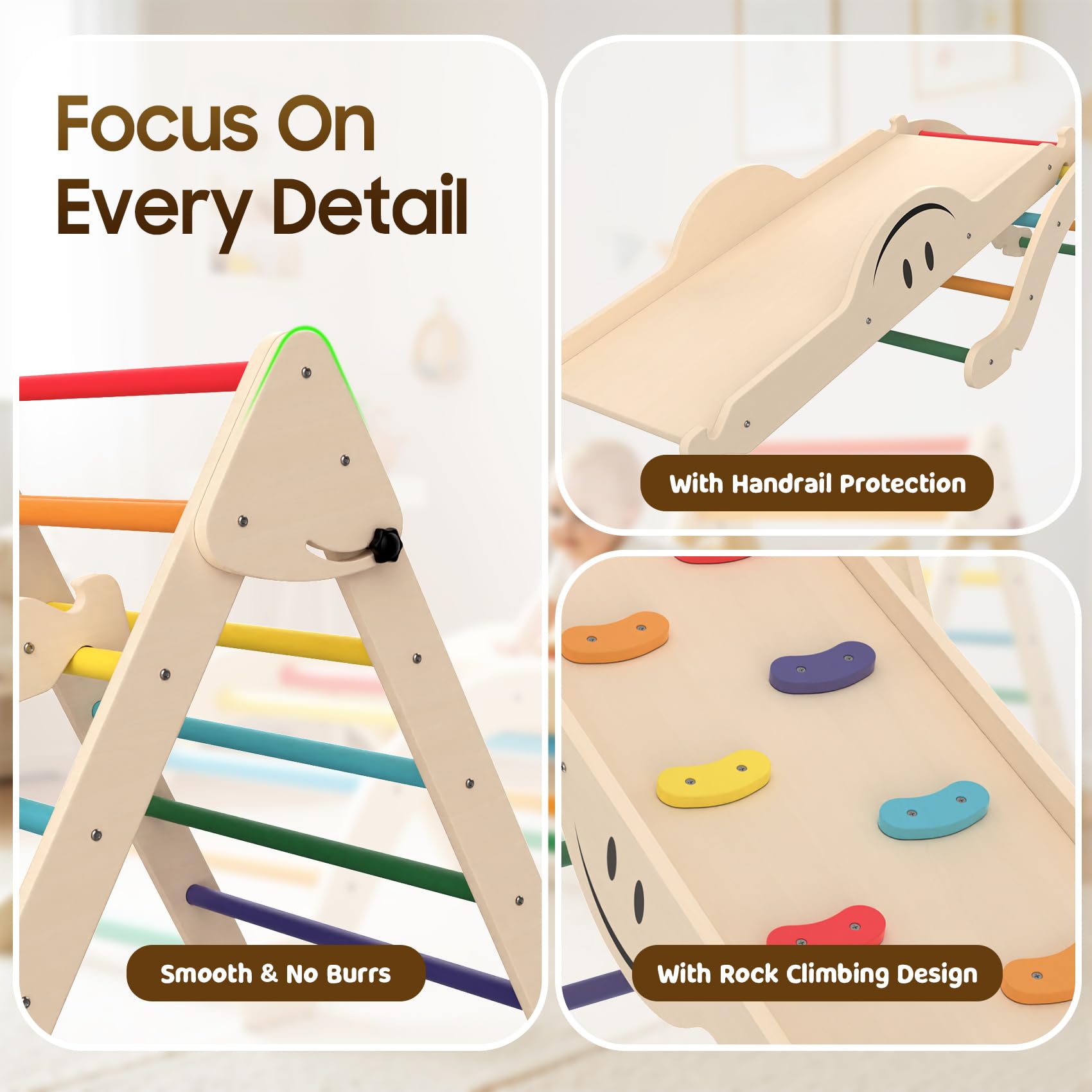 Snapklik.com : BIERUM Pikler Triangle Set 8 In 1, Wooden Toddler ...