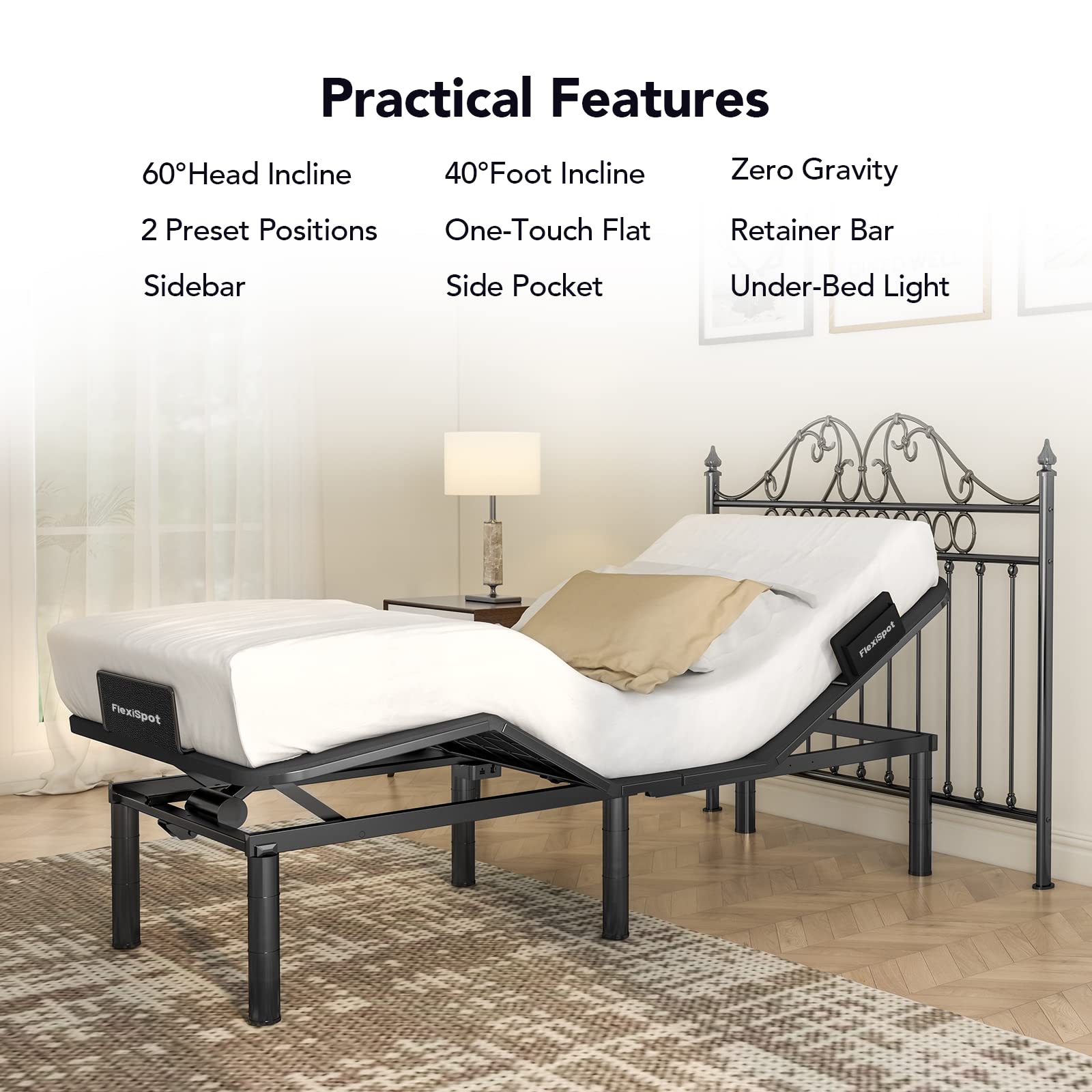 FLEXISPOT S2,Adjustable Bed Frame Base Full,Whisper Quiet Durable Motor ...