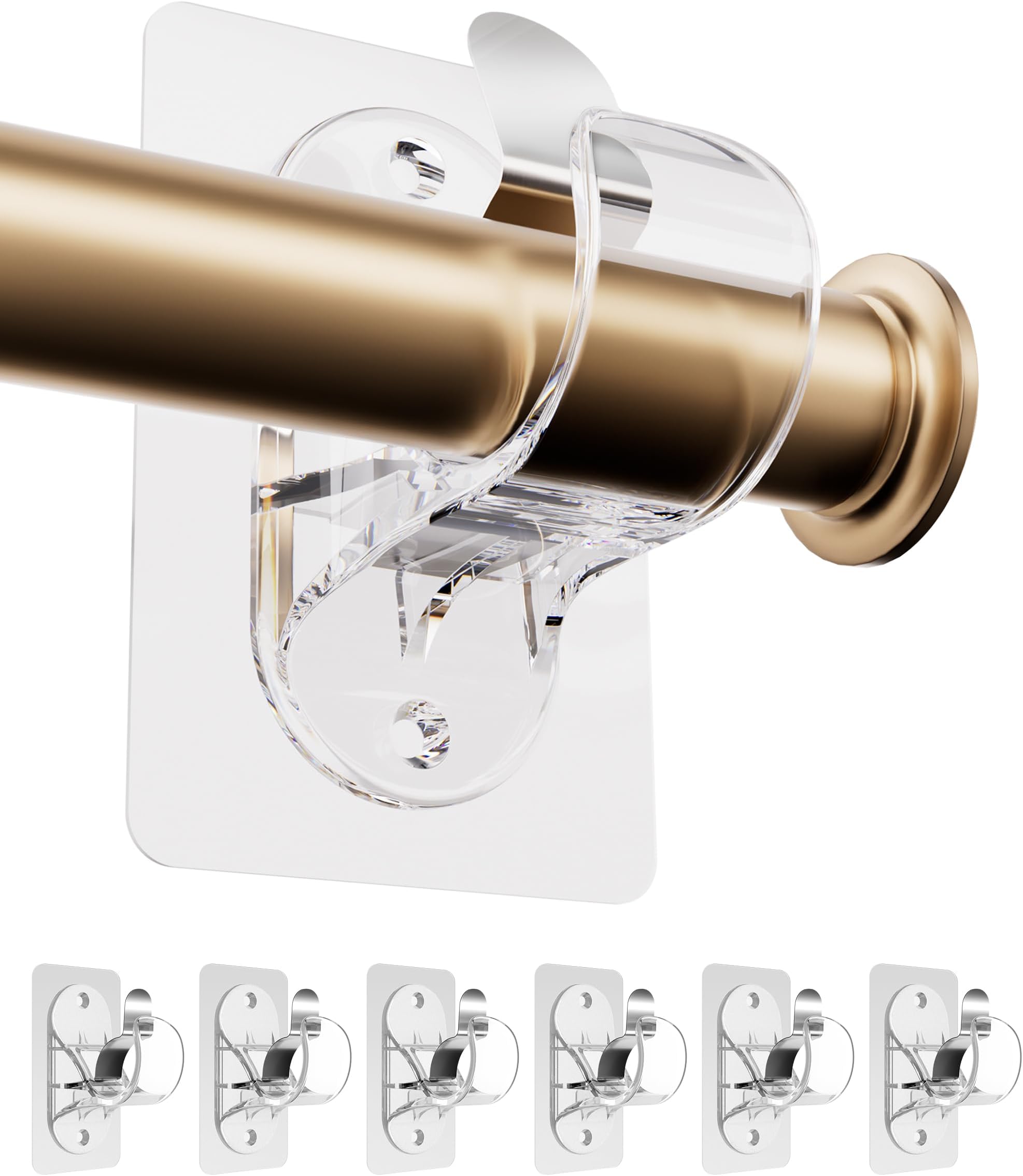 Amazon.com: 6-Pack Double Curtain Rod Bracket, Adhesive No Drilling ...