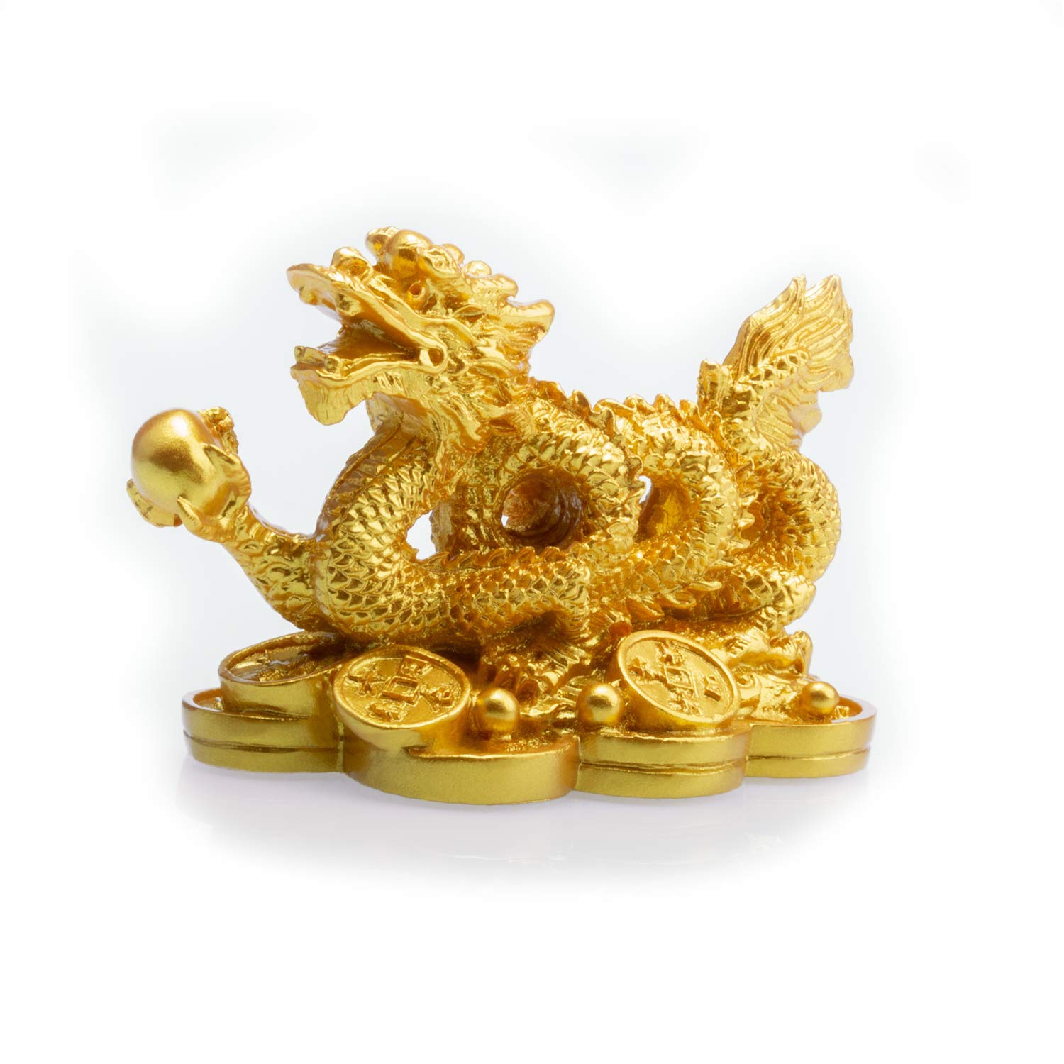 Buy Feng Shui Resin Dragon Loong on Ancient Coins Statue Symbol of ...