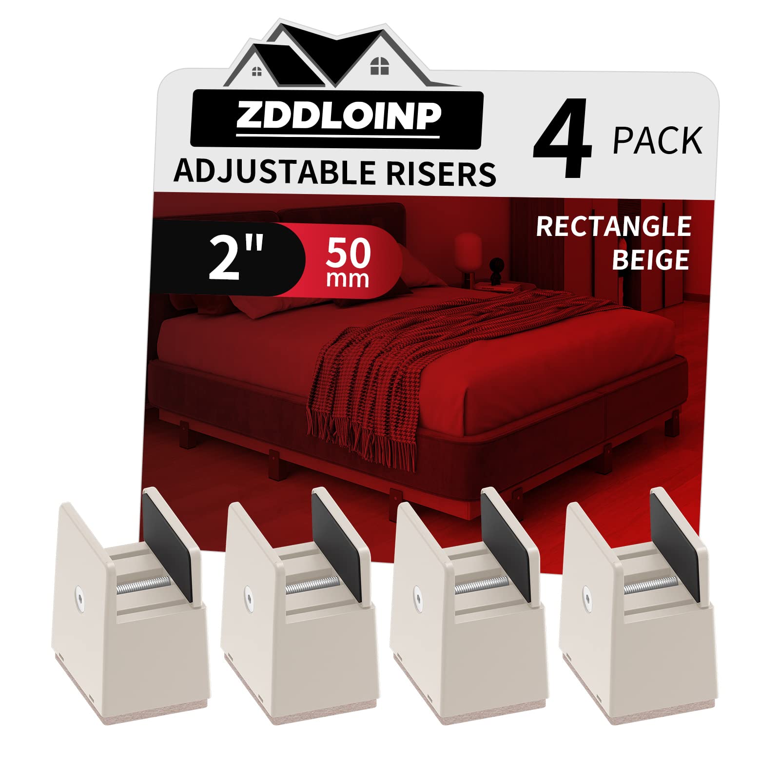 Amazon.com: Bed Risers with Adjustable Screw Clamp, Fits Thickness of ...