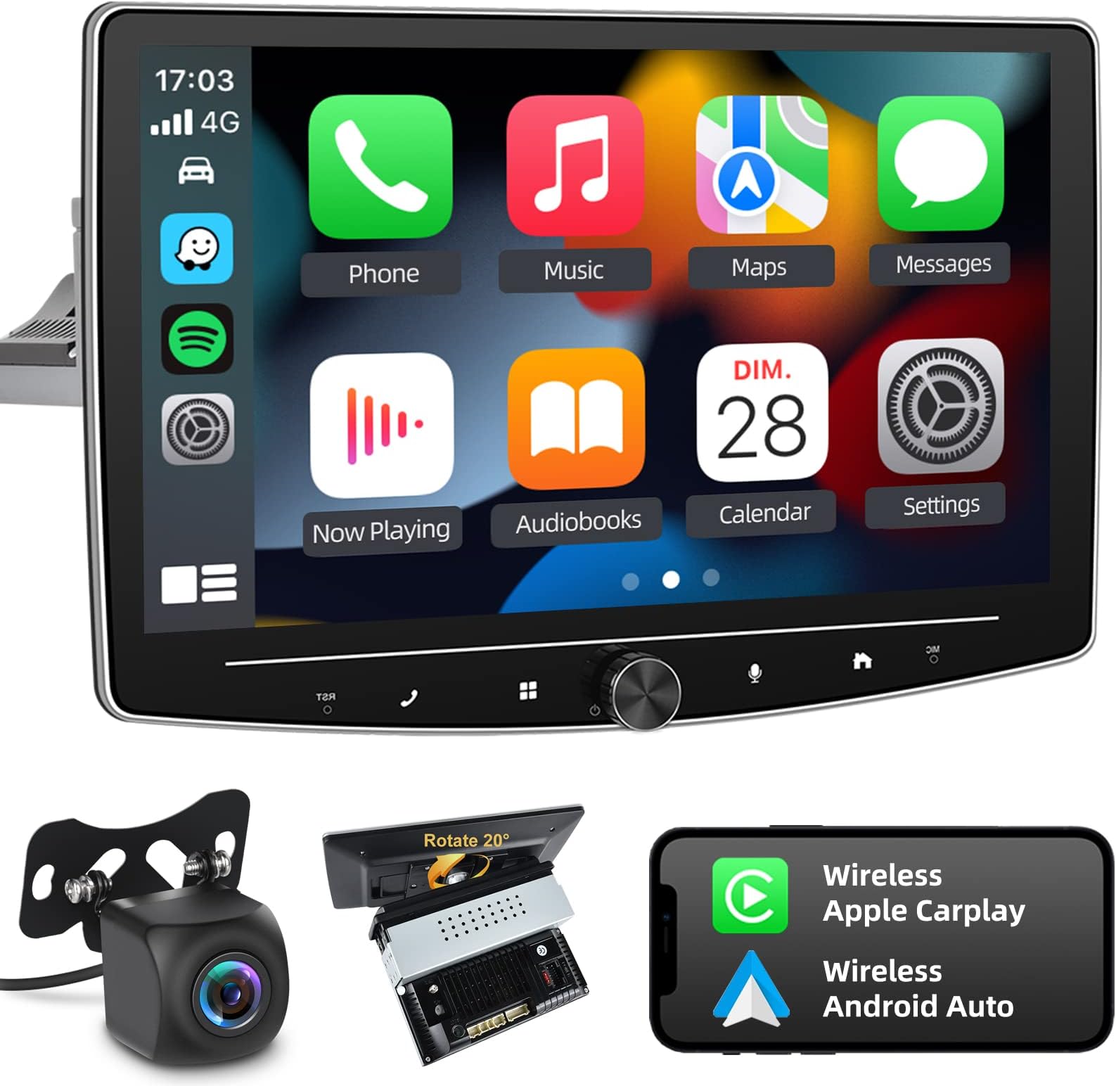 Amazon.com: NHOPEEW 10 inch Single Din Android Car Stereo with Wireless ...
