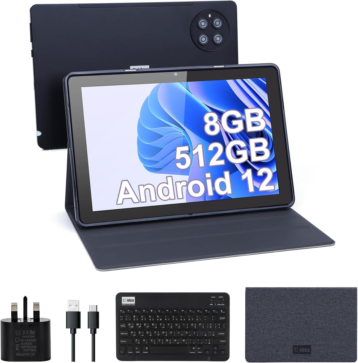 C idea 10.0 Inches Tablet,8GB+512GB,5G LET Dual SIM,Android 12 Tablet ...