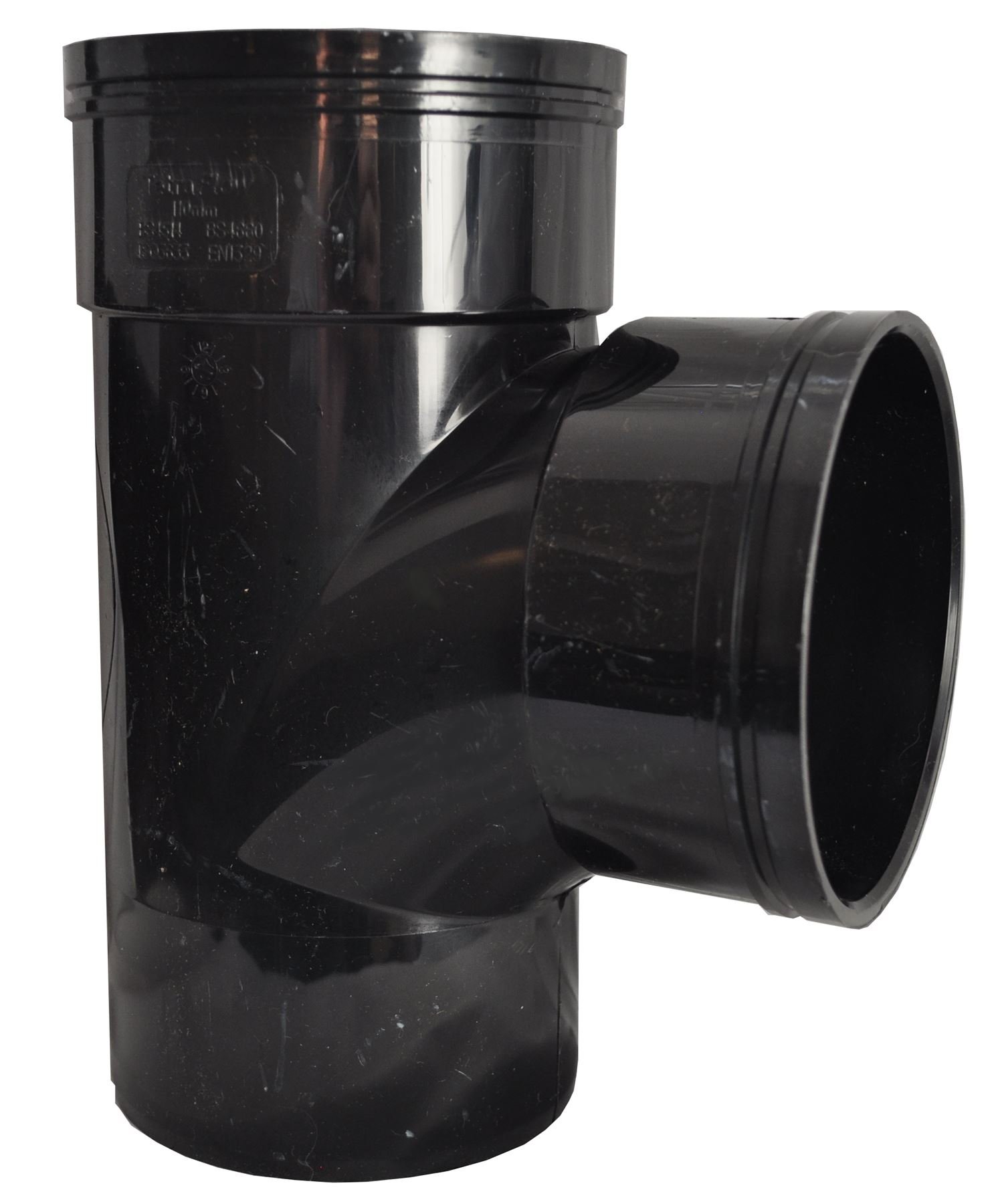 Double Socket Solvent Soil Pipe 90 Degree Tee - Black : Amazon.co.uk ...