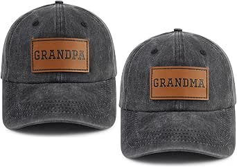 2PCS Gifts for Grandpa Grandma, Funny Grandpa Grandma Leather Patch Hat ...