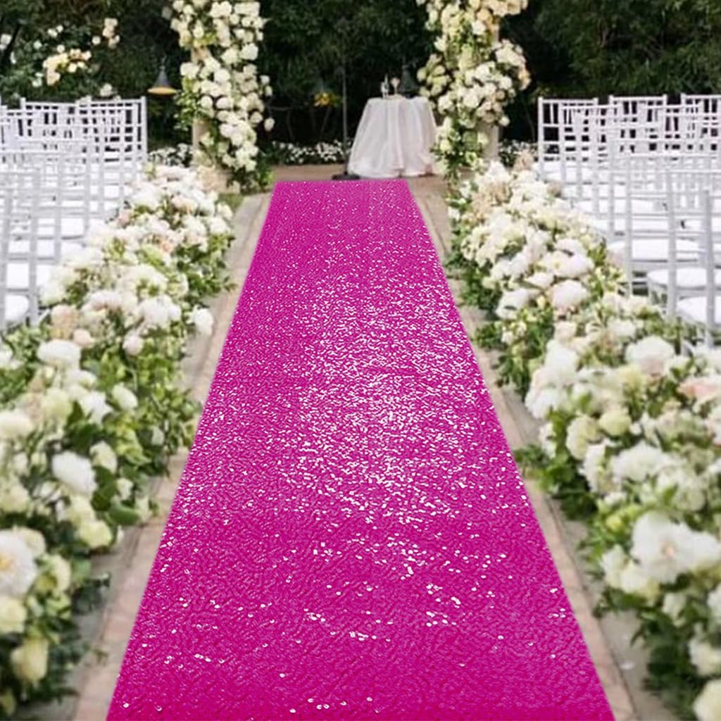 Amazon.com: CHHEART Aisle Runner 3FTx15FT Hot Pink Sequin Aisle Runner ...