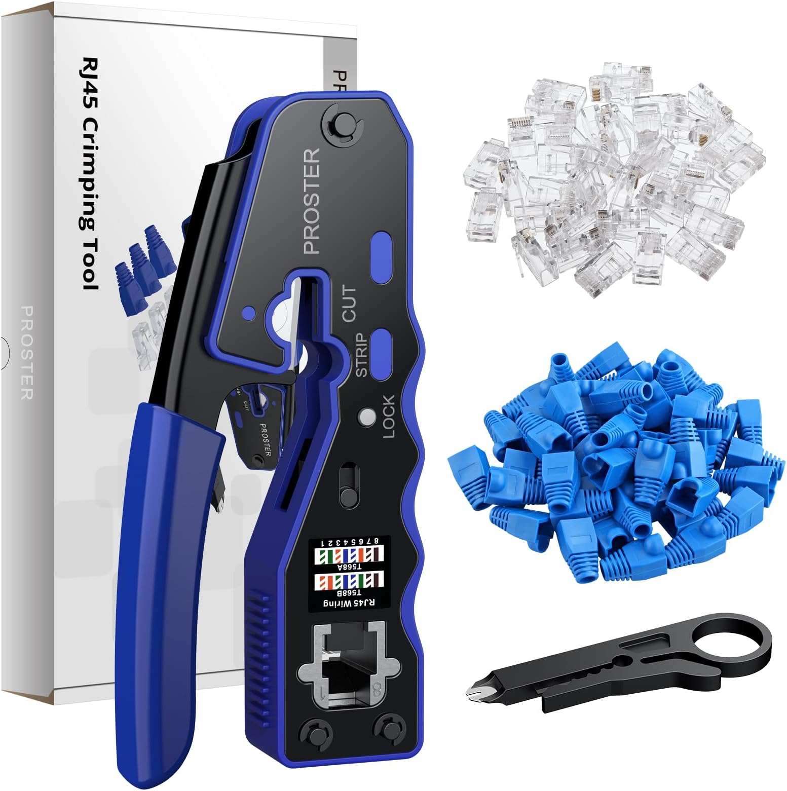 Proster Pinza Crimpatrice RJ45 Pass Through Multifunzione Spelafili per ...