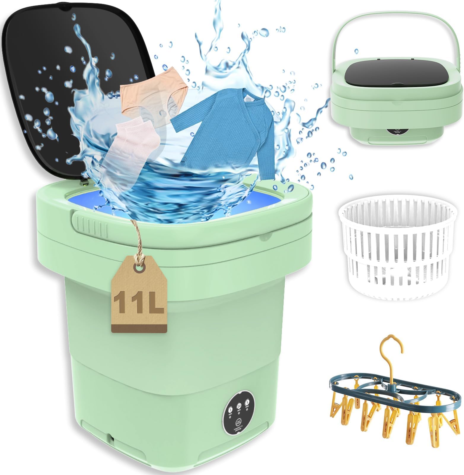 Portable Washing Machine, 11L 2 in 1 Mini Washer Machine and Dryer ...