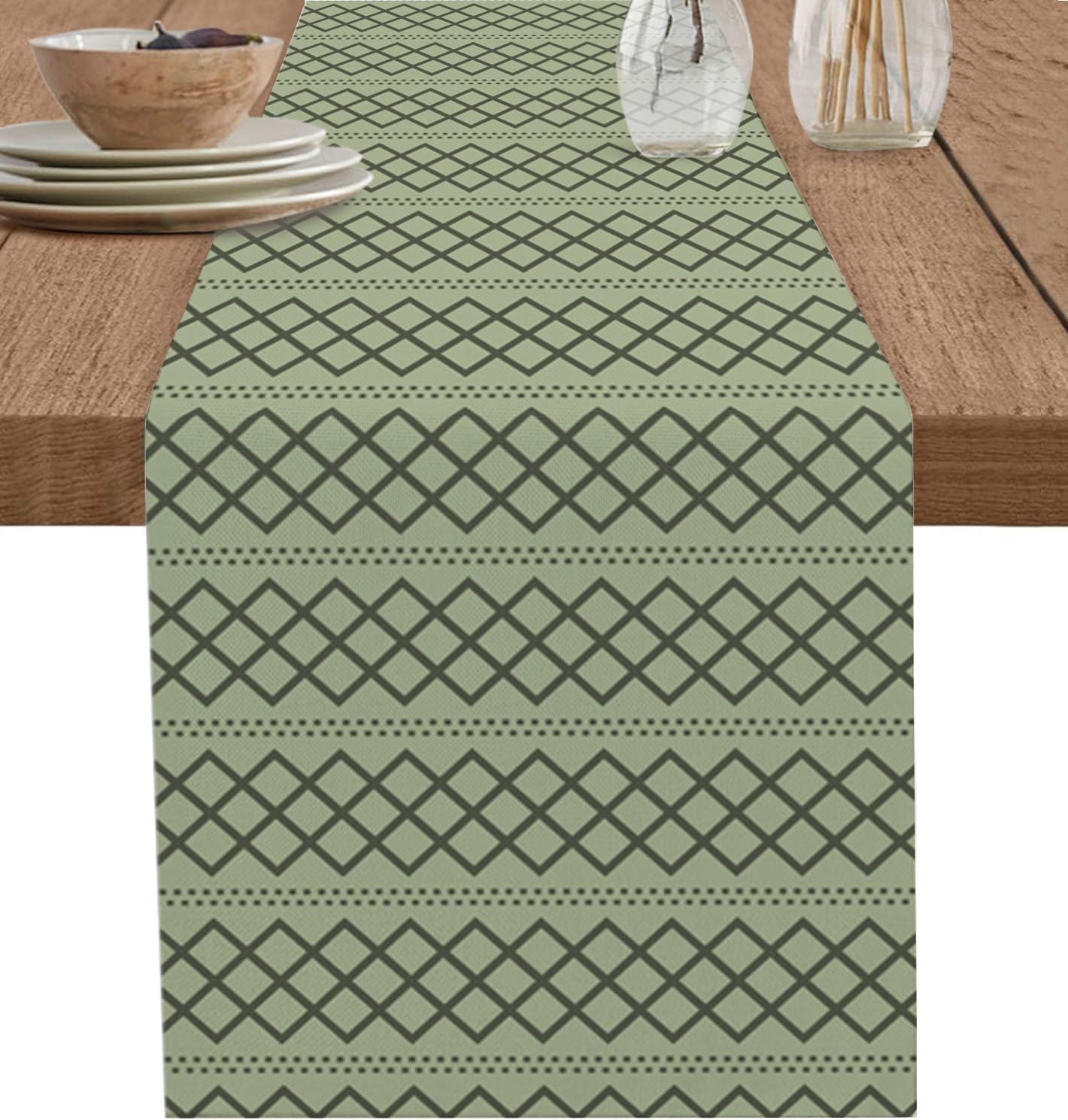 Amazon.com: Sage Green Table Runner 108 Inches Long - Kitchen Dining ...