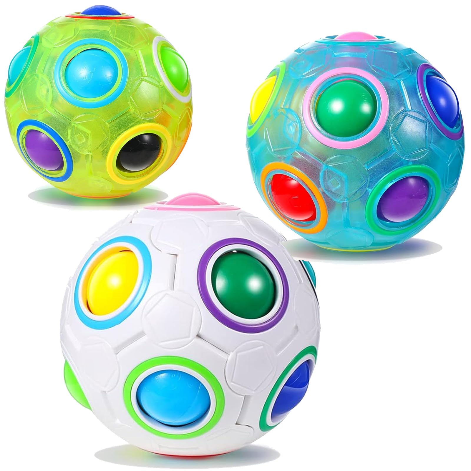 Amazon.com: 3 Pieces Rainbow Ball Magic Cube in 3 Colors Puzzle Glow ...