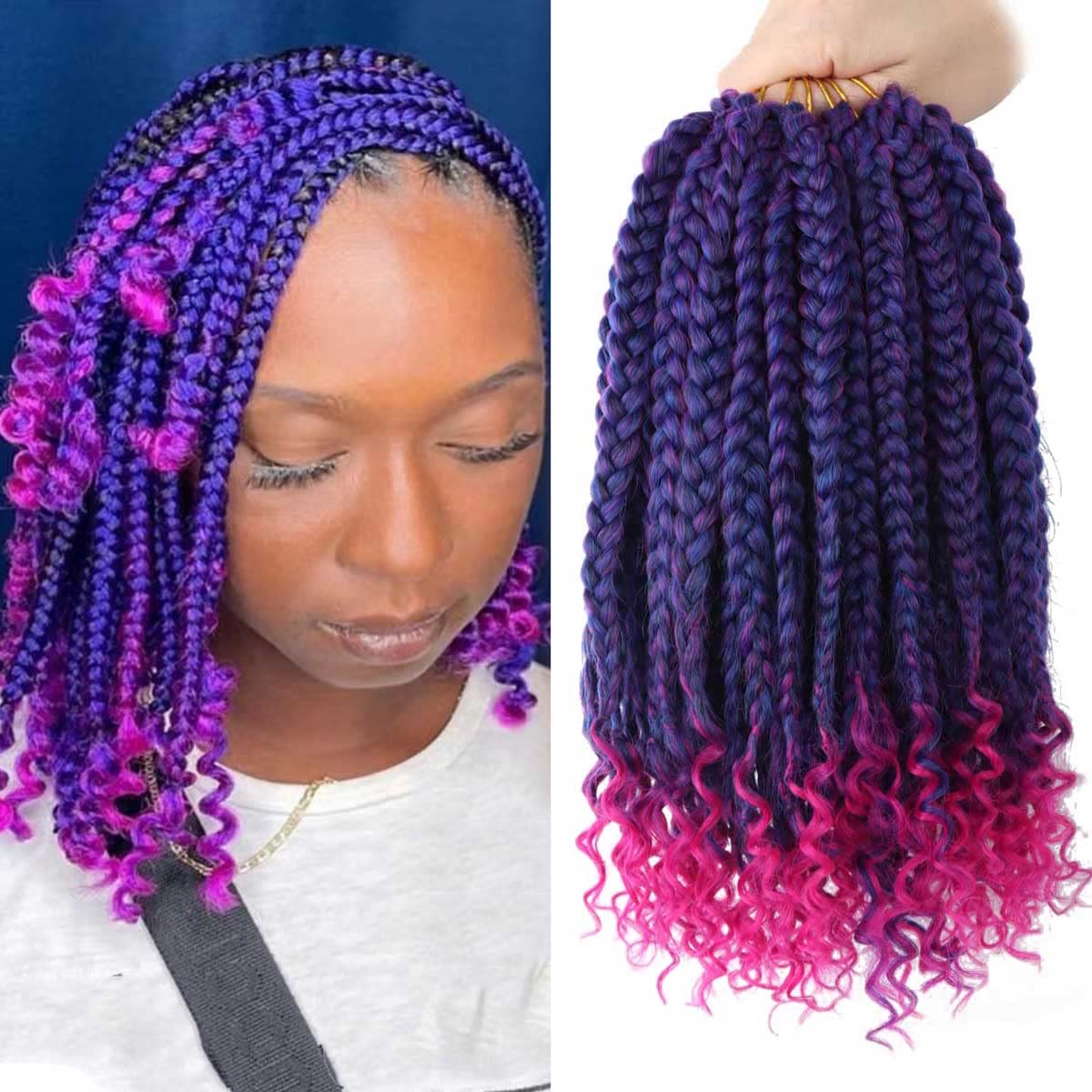 Amazon.com : 6 Packs Crochet Box Braids Curly Ends 10 Inch Crochet Hair ...