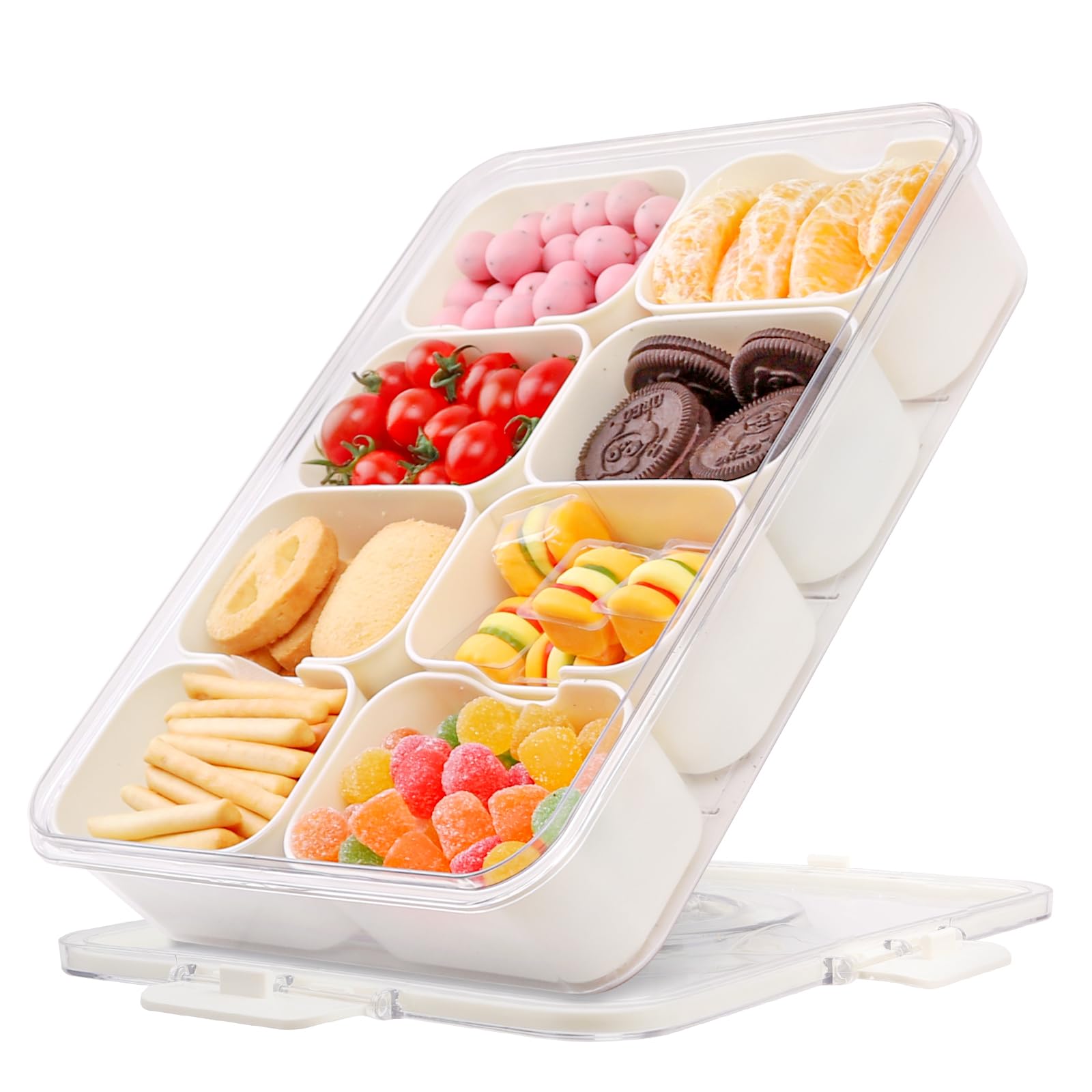 Amazon.com | Divided Serving Tray with Lid and Handle, Snackle Box ...